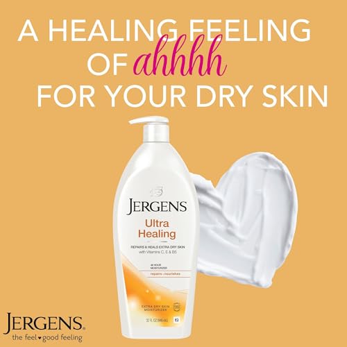 Jergens Ultra Healing Dry Skin Moisturizer, Body and Hand Lotion, for Absorption into Extra Dry Skin, 21 Ounce, with HYDRALUCENCE blend, Vitamins C, E, and B5