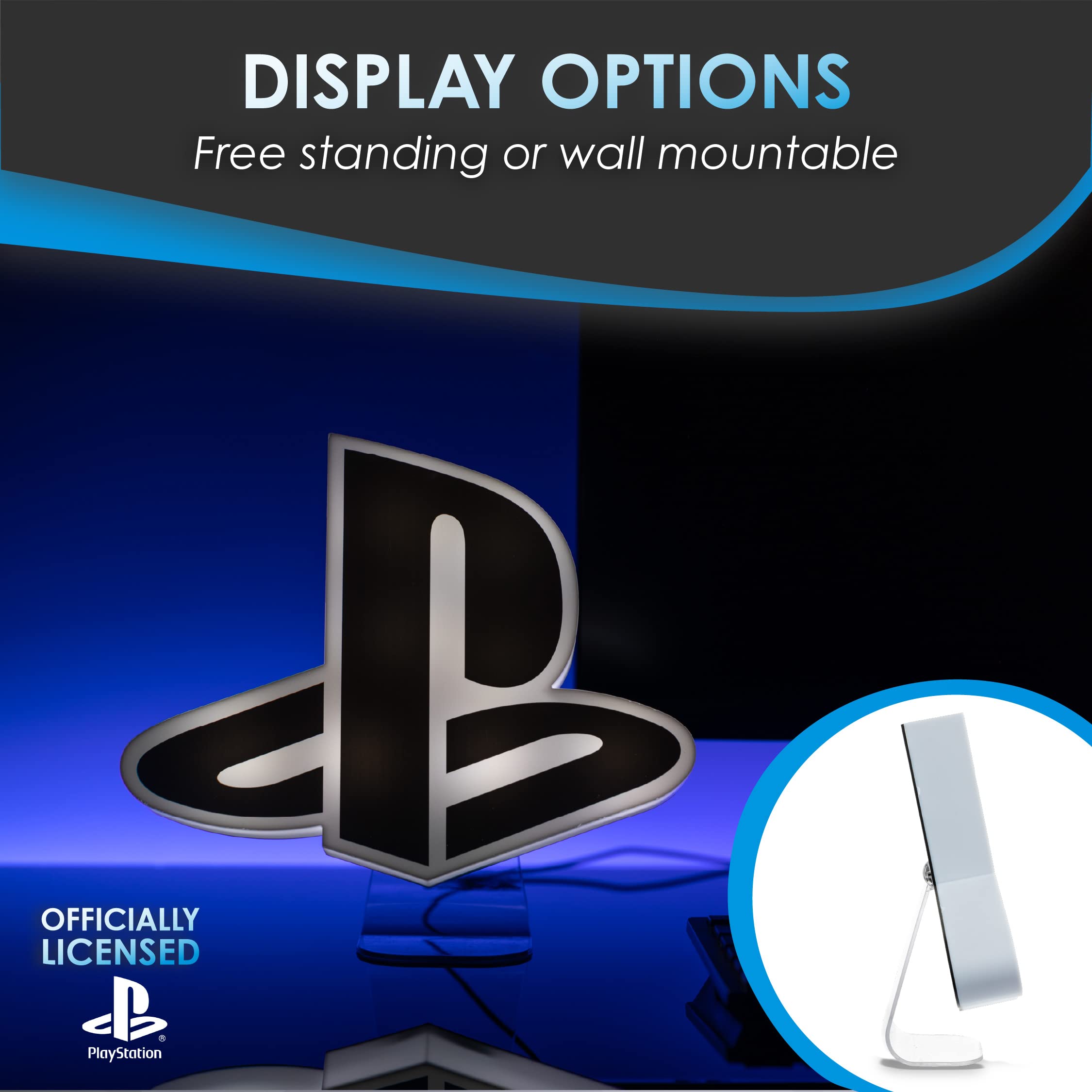 Paladone PlayStation Logo Light - Officially Licensed Merchandise with 3 Light Modes, Sound Reactive Mood Lighting for Gaming or Office Decor, Gift for Gamer, Powered by USB or Battery