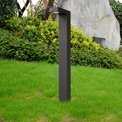 Inowel Light Outdoor Landscape Pathway LED Lights Modern Wired Driveway Lighting Decorative Bollard Lamp IP54 Waterproof Grey for Walkway Patio Garden,23.6In 120V