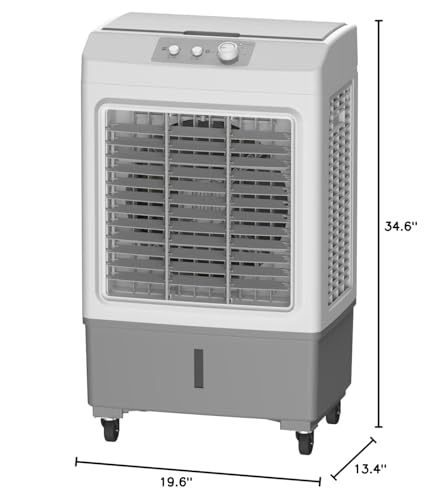 Evaporative Cooler - AOLOS Windowless Air Conditioner w/ 3 Speeds, Swamp Cooler for Cooling Up to 700 Sq.ft, 5 Gallon Tank & 4 Ice Packs, 60° Swing, Evaporative Air Cooler for Backyard Garage Outdoor
