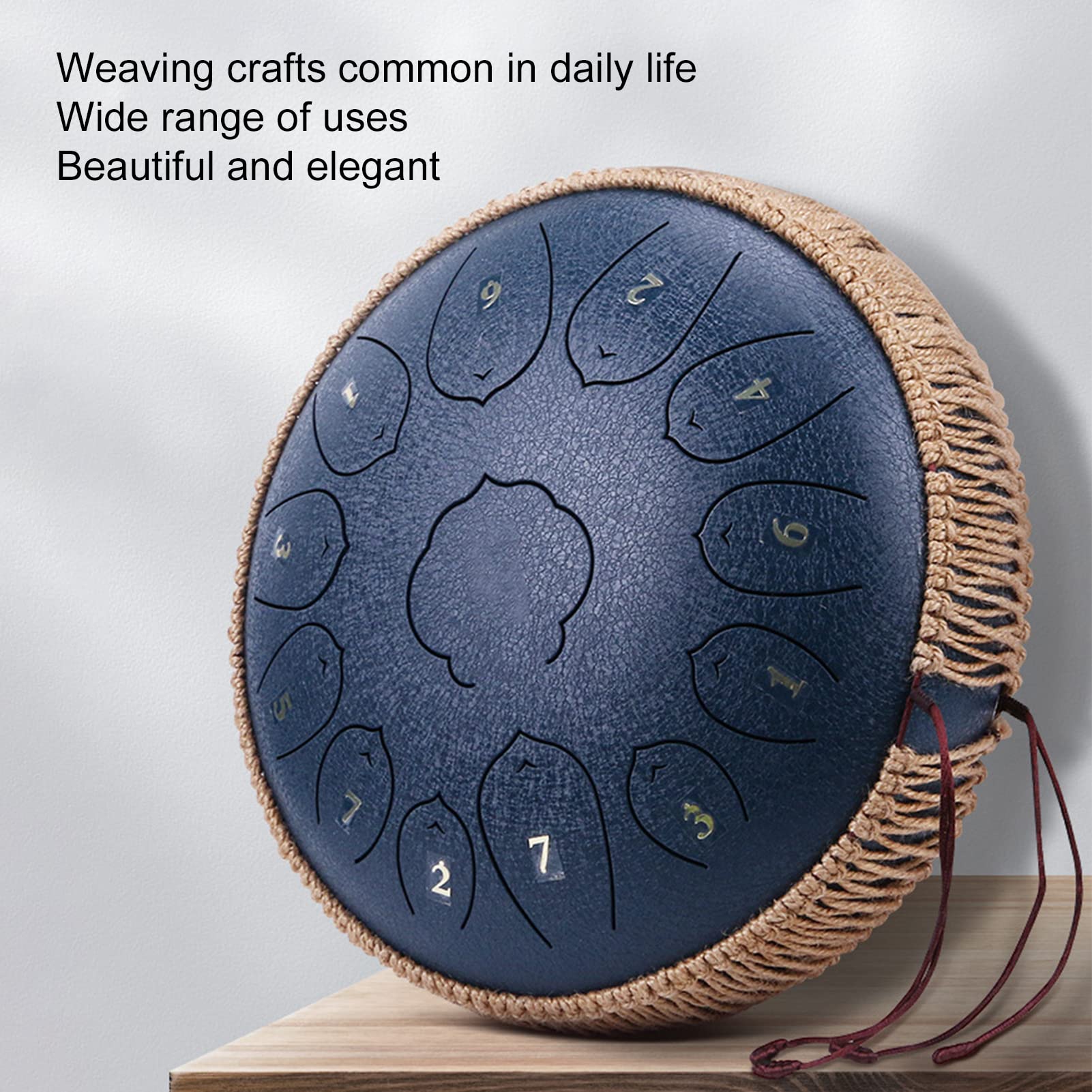 Jacksing Handpan Decoration Rattan Rope, Surround Decor Ring Handmade Braided Steel Tongue Drum Ropes for 13 Tone Drums