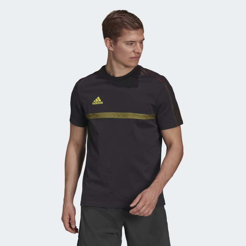 adidas Men's Soccer 3-Stripes Tee, Black, Small