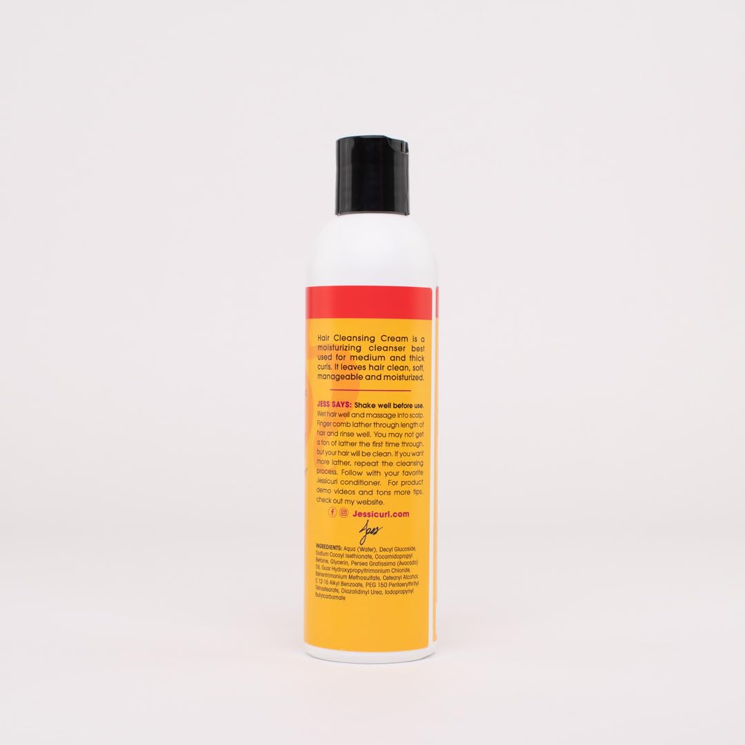 Jessicurl, Hair Cleansing Cream, No Fragrance Added, 8 Fl oz. Moisturizing Shampoo for Curly Hair, Sulfate Free Shampoo for Dry Hair