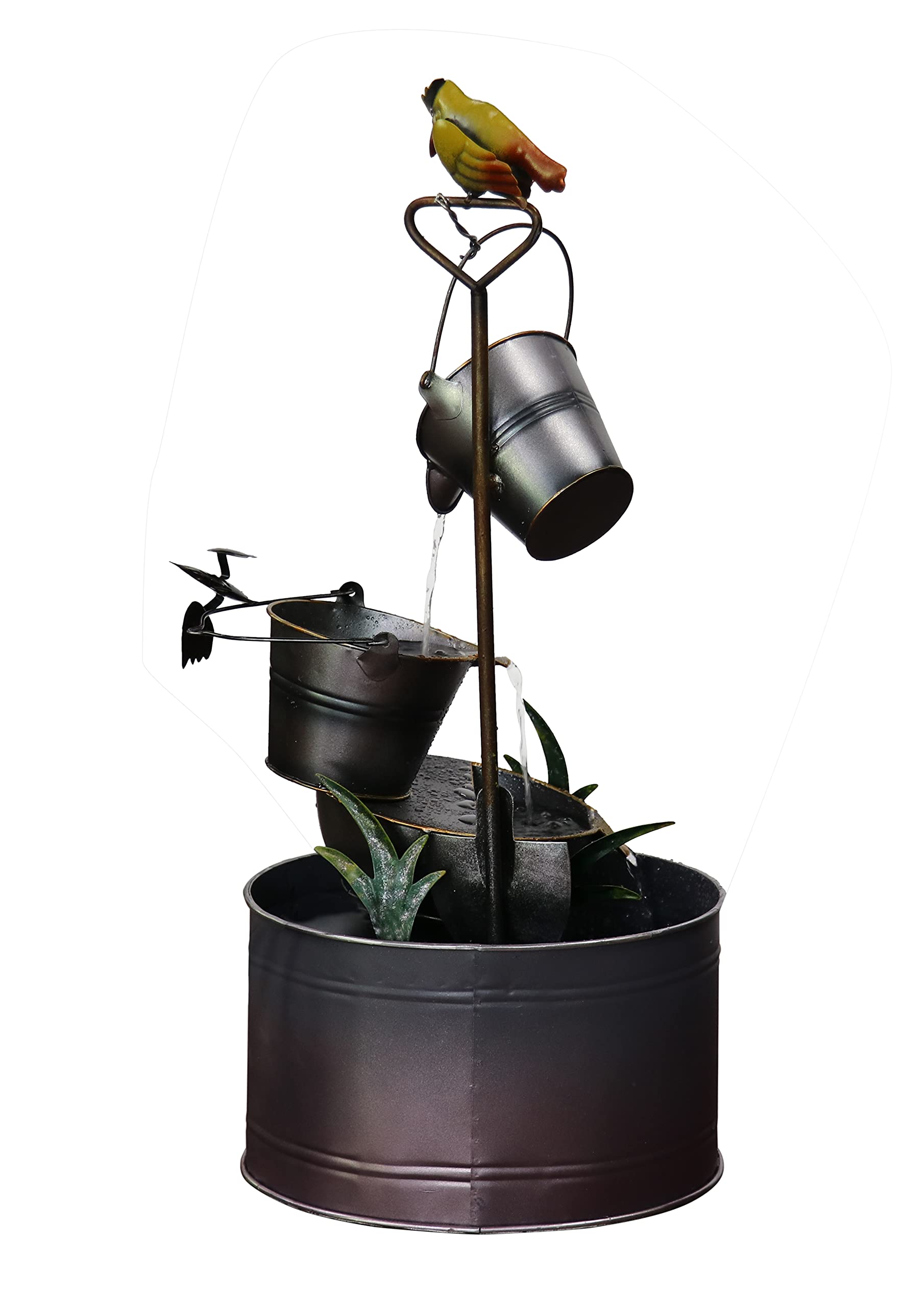 HOSERIMO 27.6" Tall Outdoor Floor Water Fountain 3-Tier Pump Fountain with Hummingbird Bath Statue for Decor Home Garden Patio Backyard Lawn, Rustic