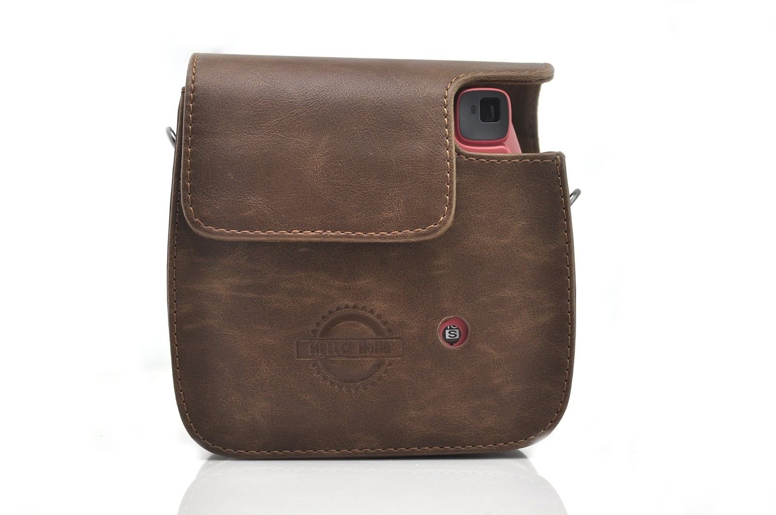 HelloHelio Classic Vintage PU Leather Instax Camera Compact Case for Fujifilm Instax Mini 9/8/8+ Instant Film Camera (Brown)