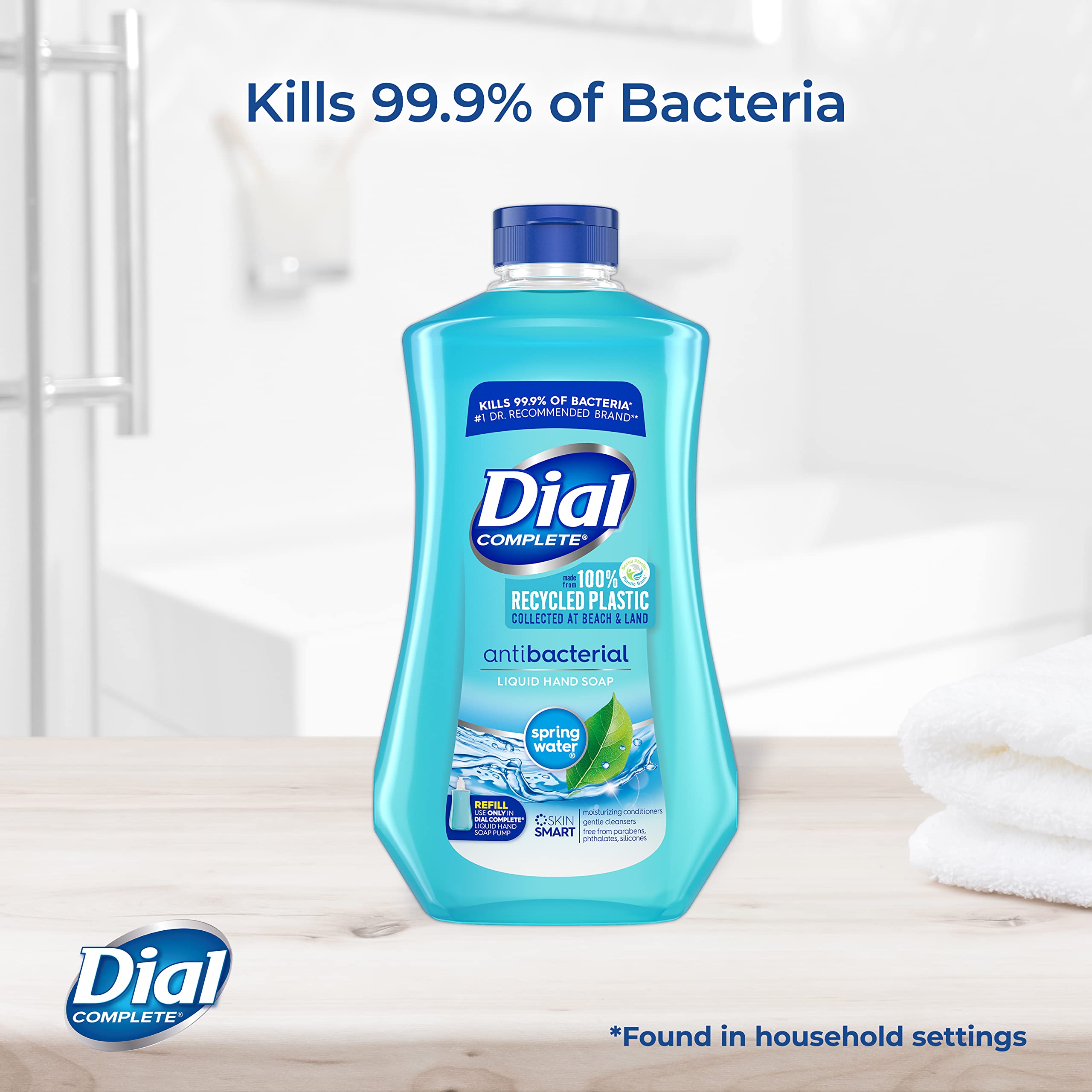 Dial Complete Antibacterial Liquid Hand Soap Refill, Spring Water, 32 fl oz