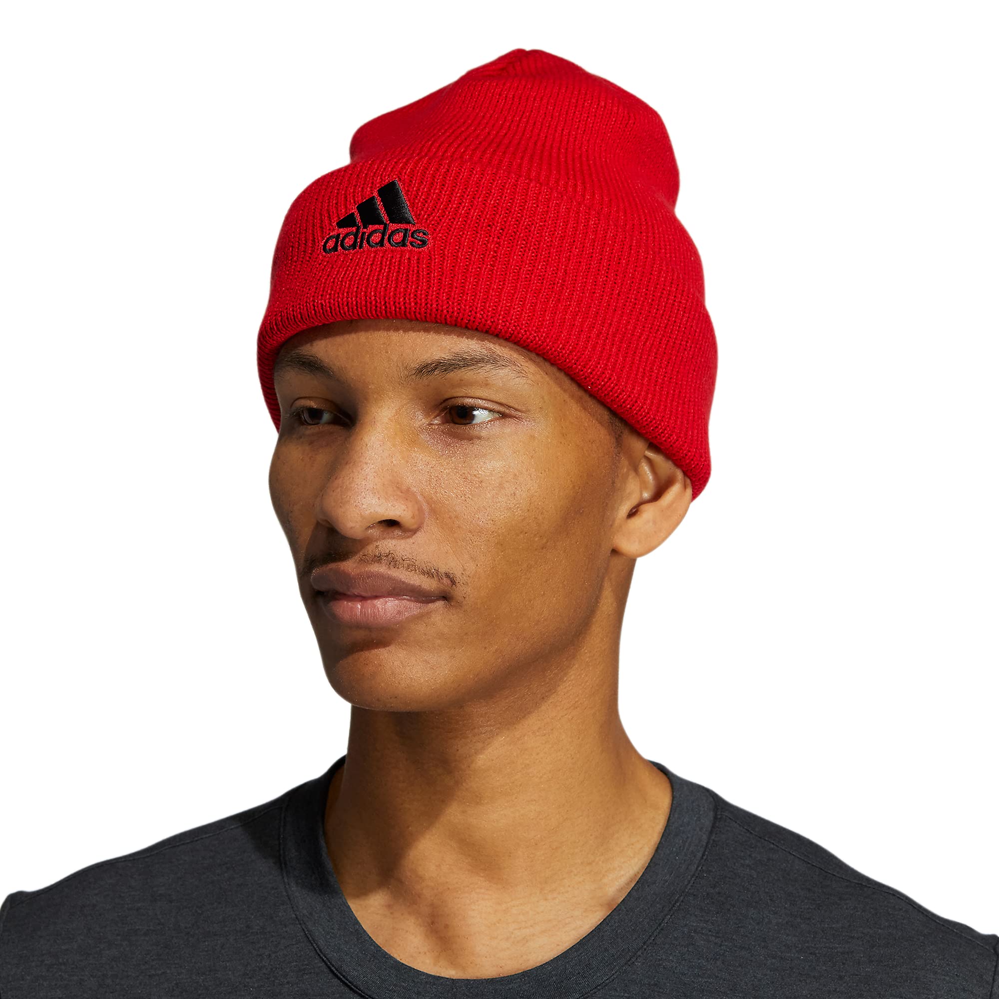 adidas Men's Team Issue Fold Beanie, Vivid Red/Black, One Size