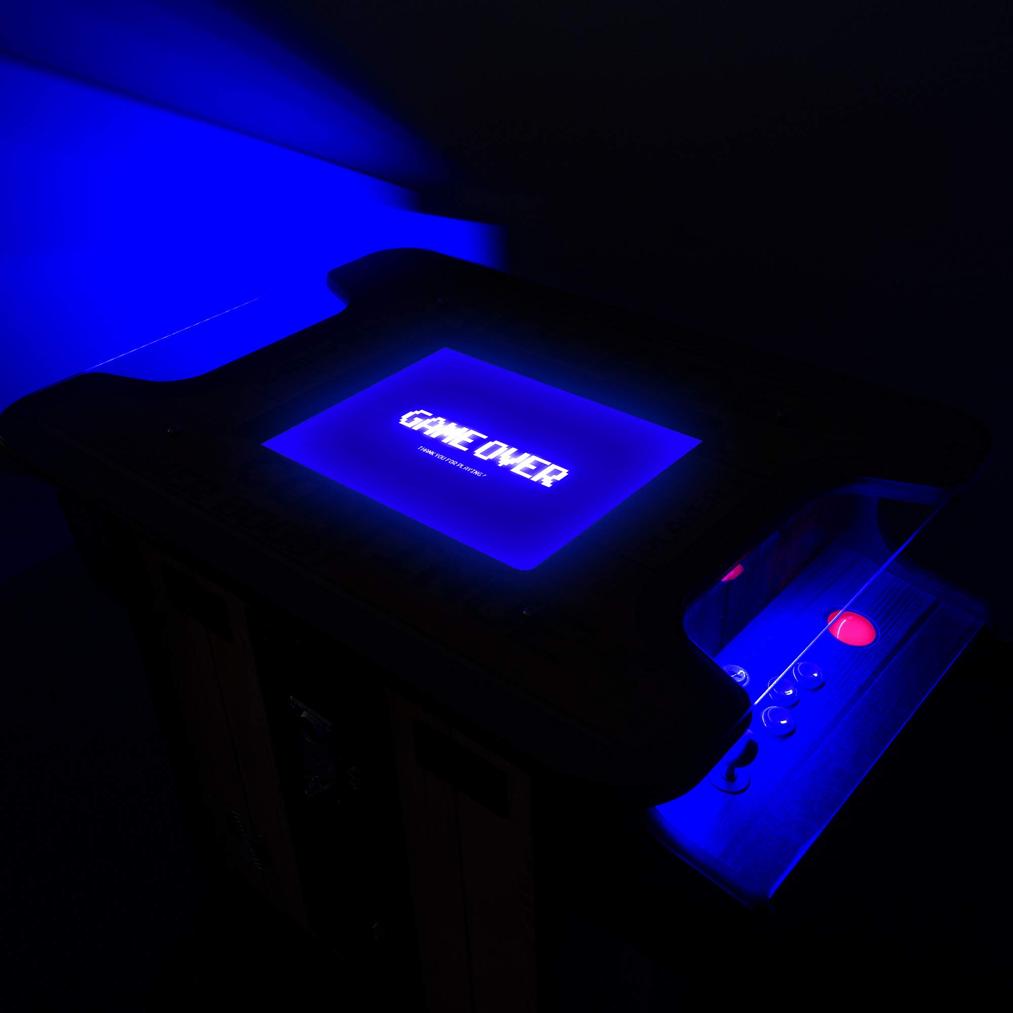 Creative Arcades Full Size Commercial Grade Cocktail Arcade Machine | 2 Player | 412 Games | 19" LCD Screen | Square Glass Top | LED Lights | 2 Sanwa Joysticks | 2 Stools Included | 3 Year Warranty
