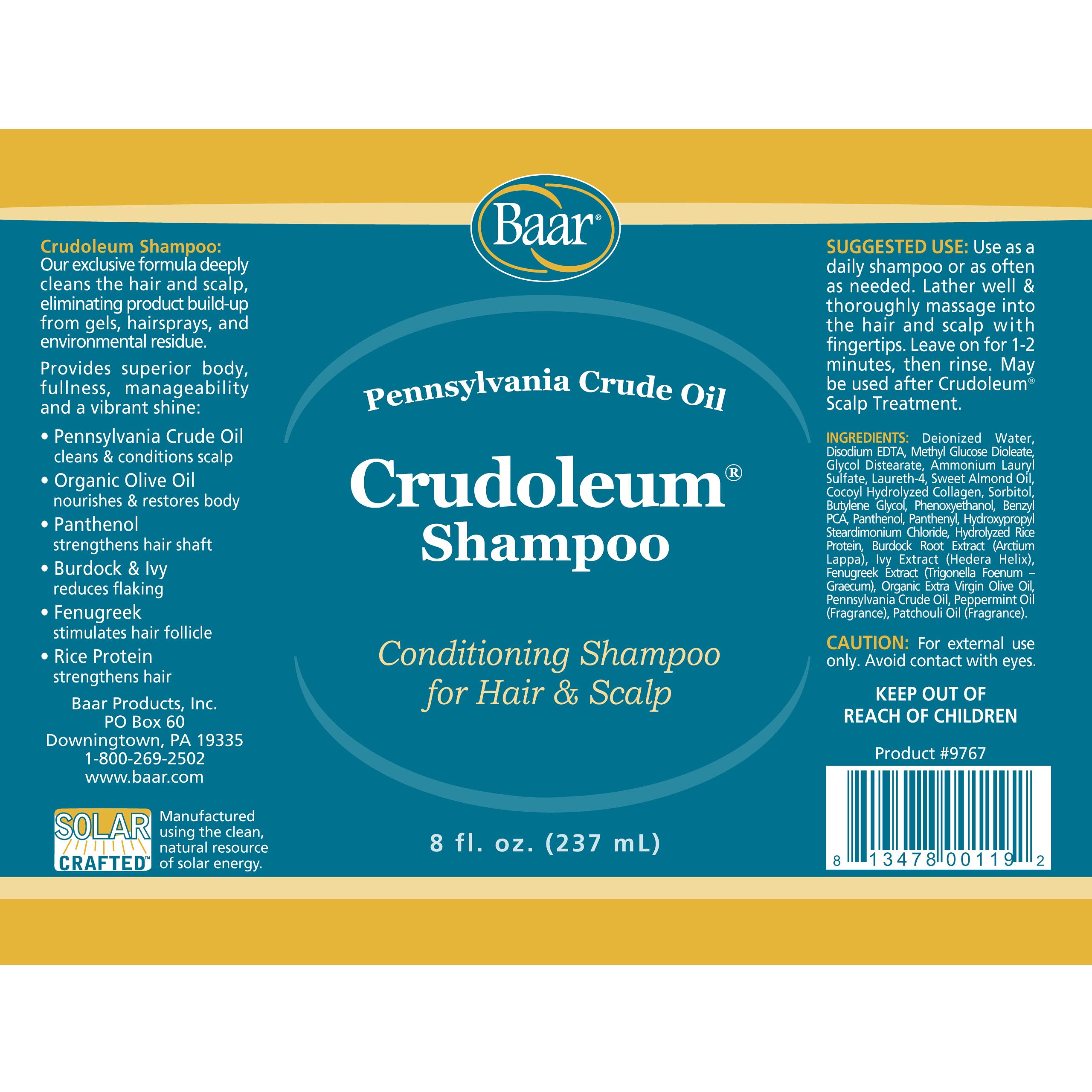 Crudoleum Shampoo, 3-in-1 Pennsylvania Crude Oil Shampoo, 8 Oz.