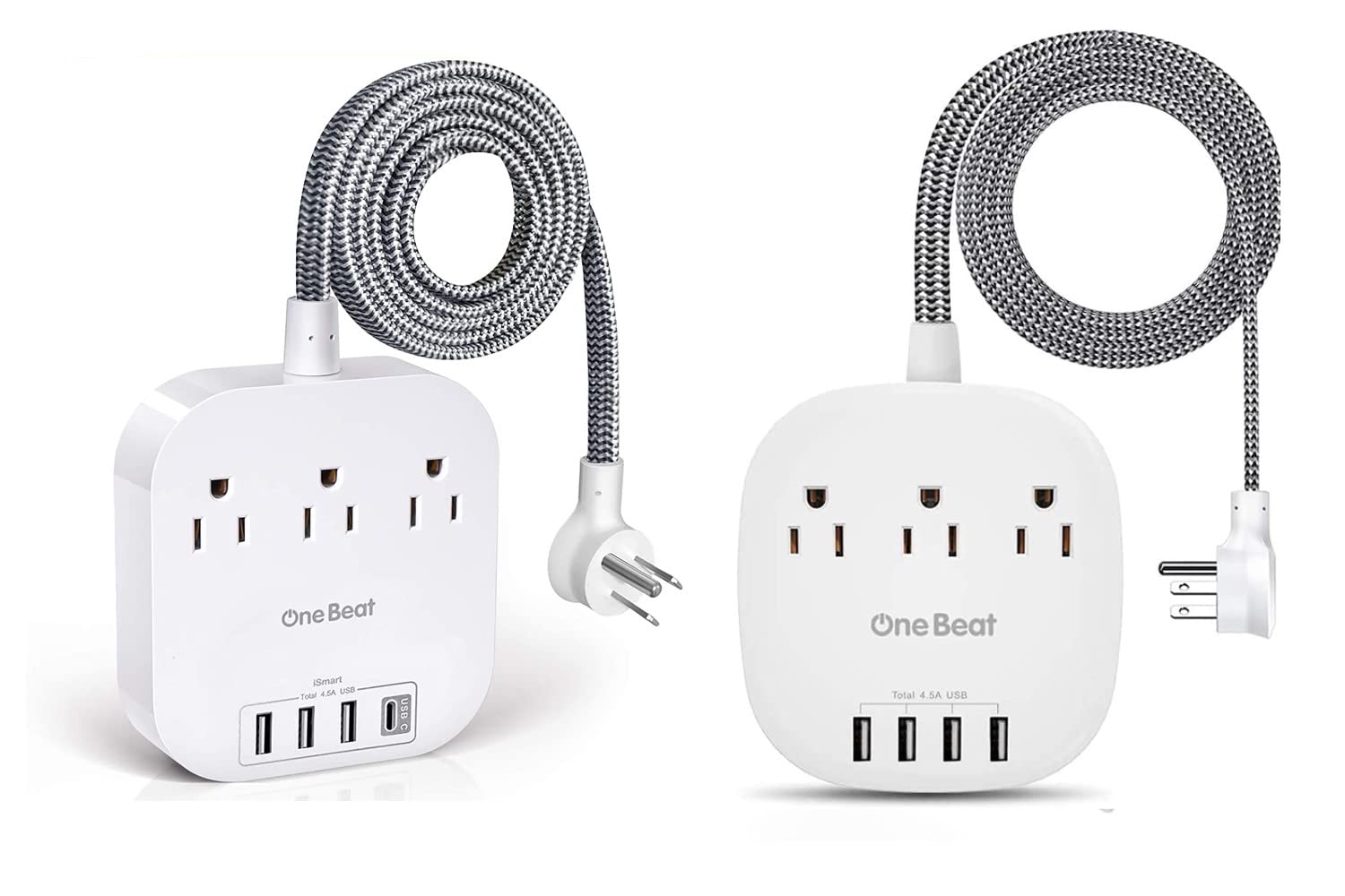 Cruise Power Strip 3 Outlets 4 USB Ports, Flat Plug, 5 Ft Extension Cord Non Surge Portector