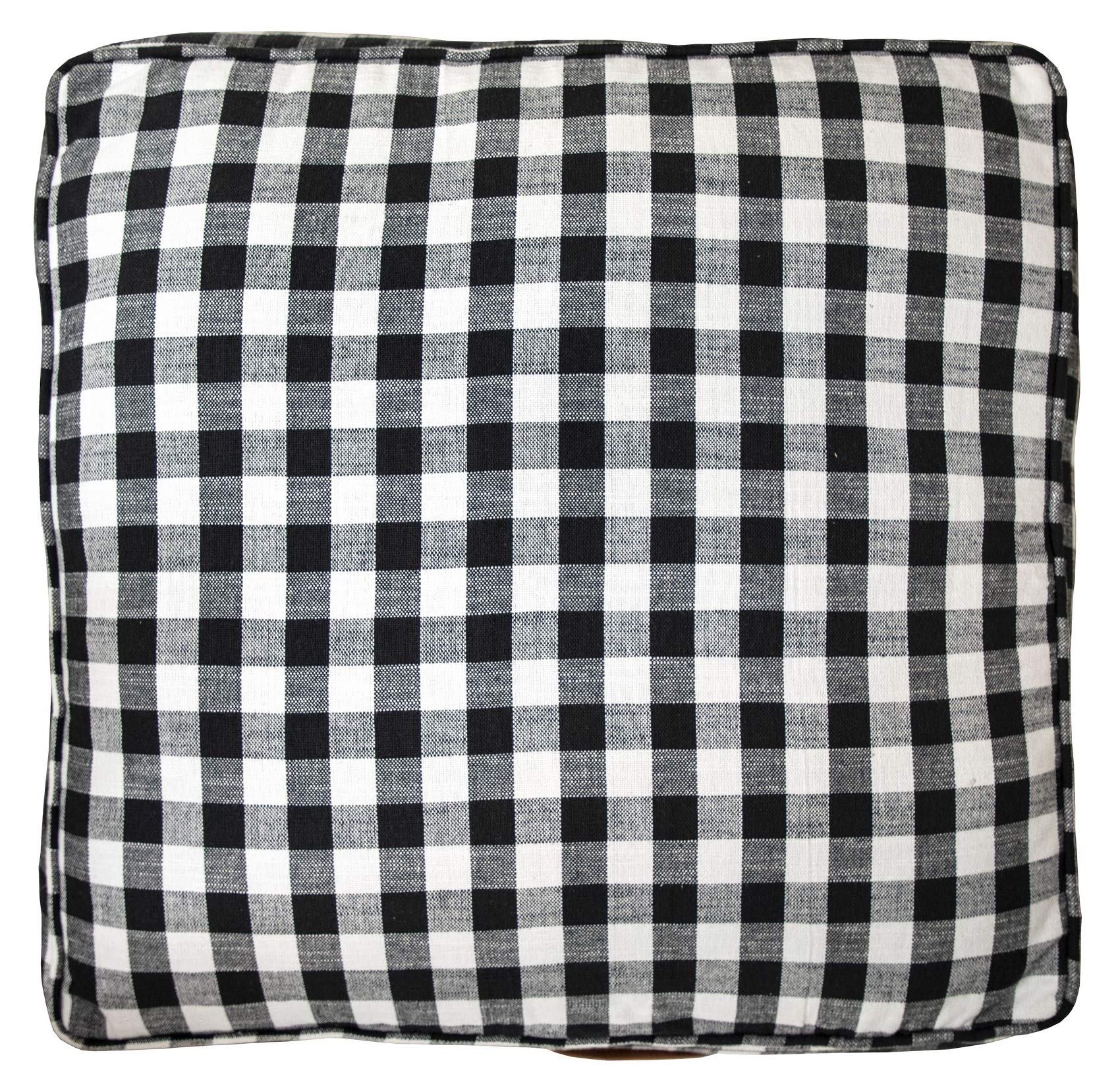 JN Better Homes & Gardens Yarn Dyed Floor Cushion - 24 inchesx24 inchesx5 inches - Black and White Gingham