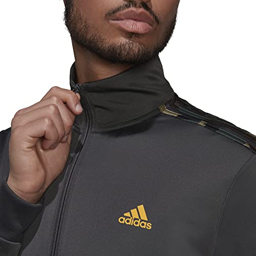 adidas Men's Warm-up Tricot Regular Camo Track Jacket, Solid Grey, Medium
