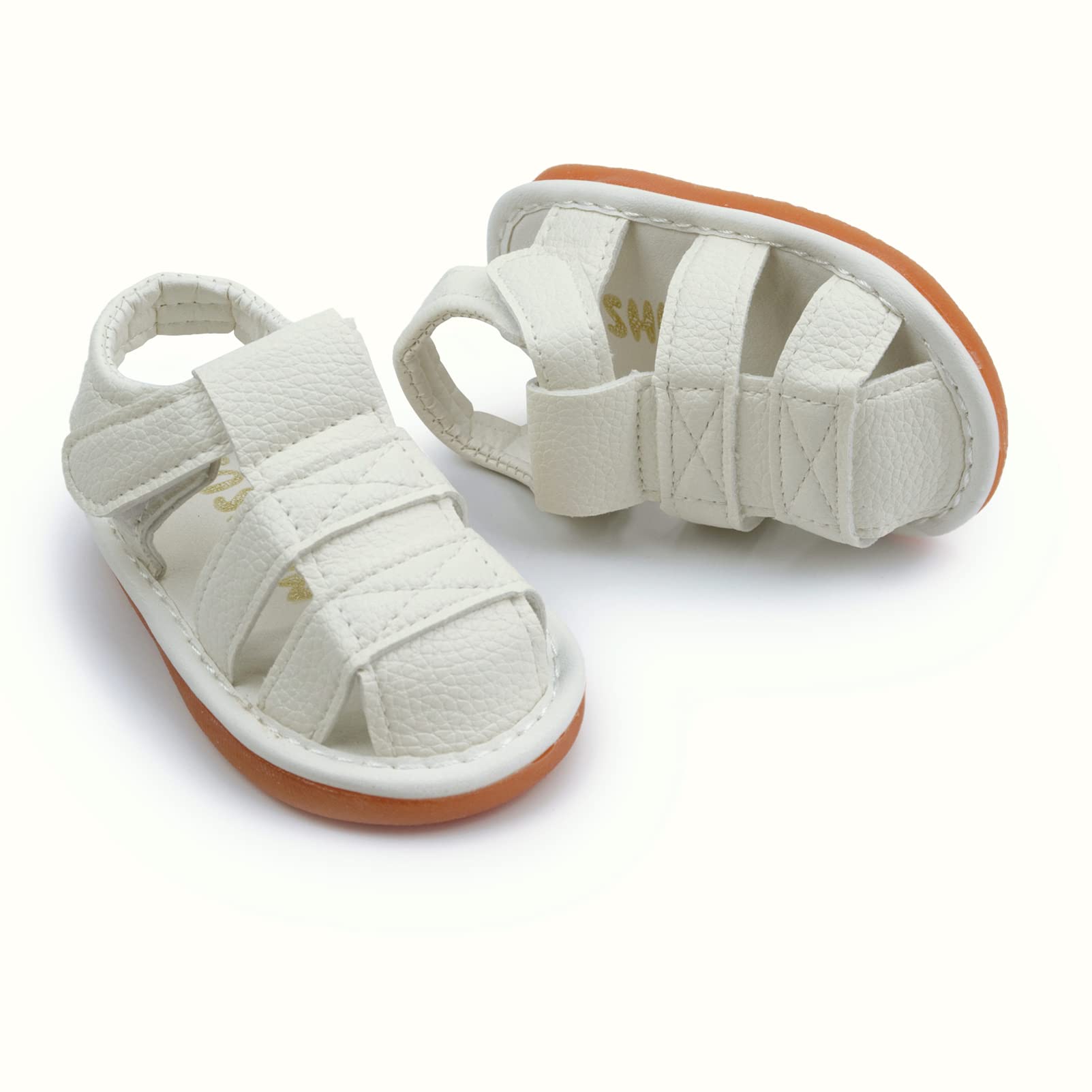 WILLFUN Baby Boy Girl Summer Infant Squeaky Sandals Premium Rubber Sole Closed-Toe Non-Slip Shoes Toddler First Walkers
