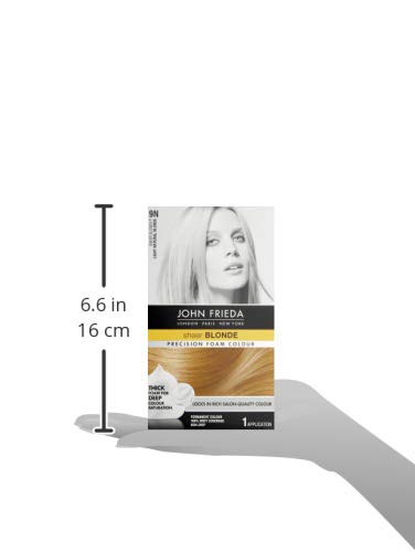 John Frieda Blonde Permanent Precision Foam Hair Color, Blonde Hair Dye, 9N Light Natural Blonde Hair Color Kit, 1 Application