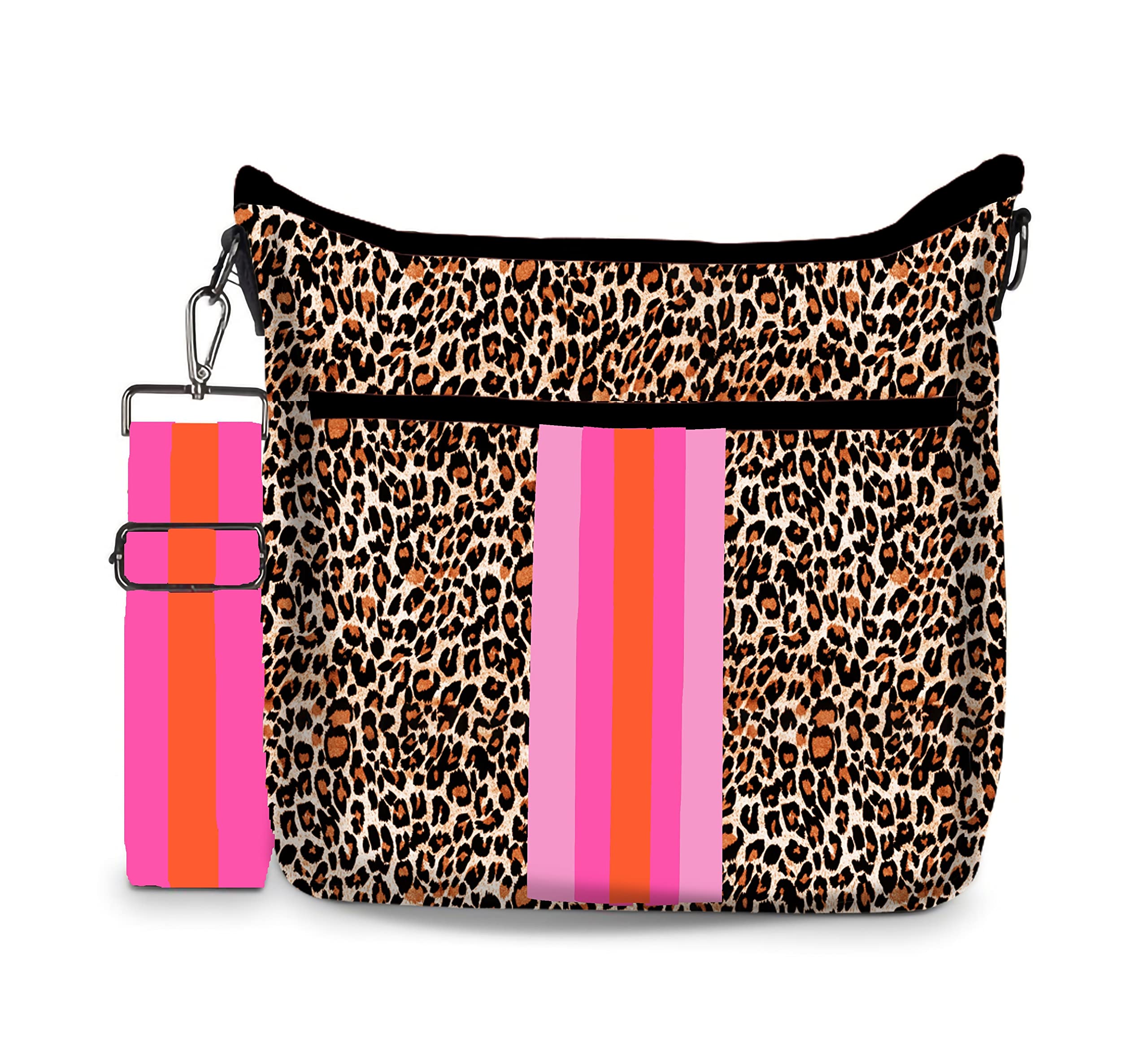 Crossbody Bag Neoprene Womens Purse, handbag Beach bag by GraceBeth (Pink Cheetah)