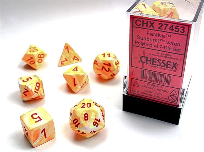 Festive Polyhedral Sunburst W/Red 7-Die Set