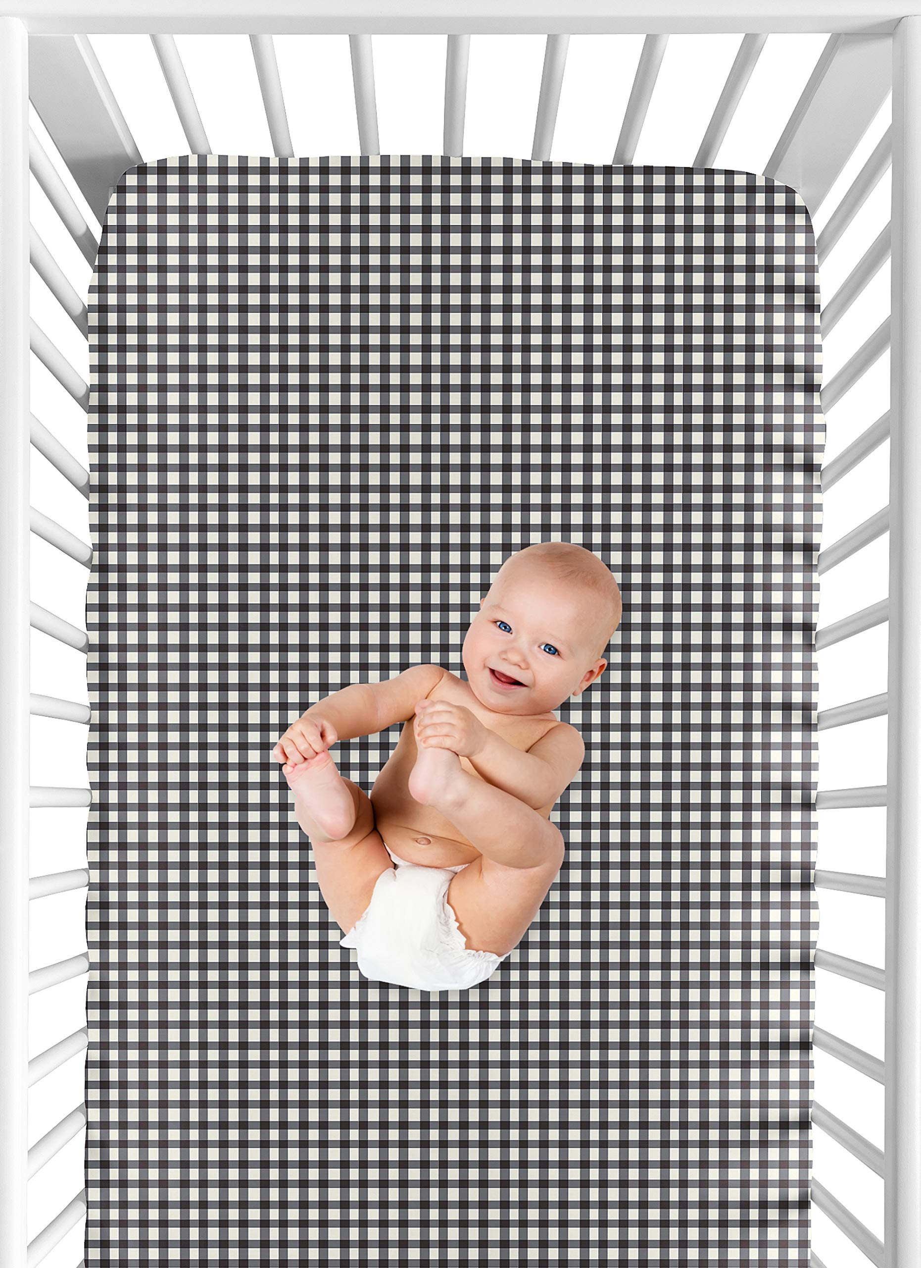 Polka Dot Ladybug Fitted Crib Sheet for Baby and Toddler Bedding Sets by Sweet Jojo Designs - Gingham Print