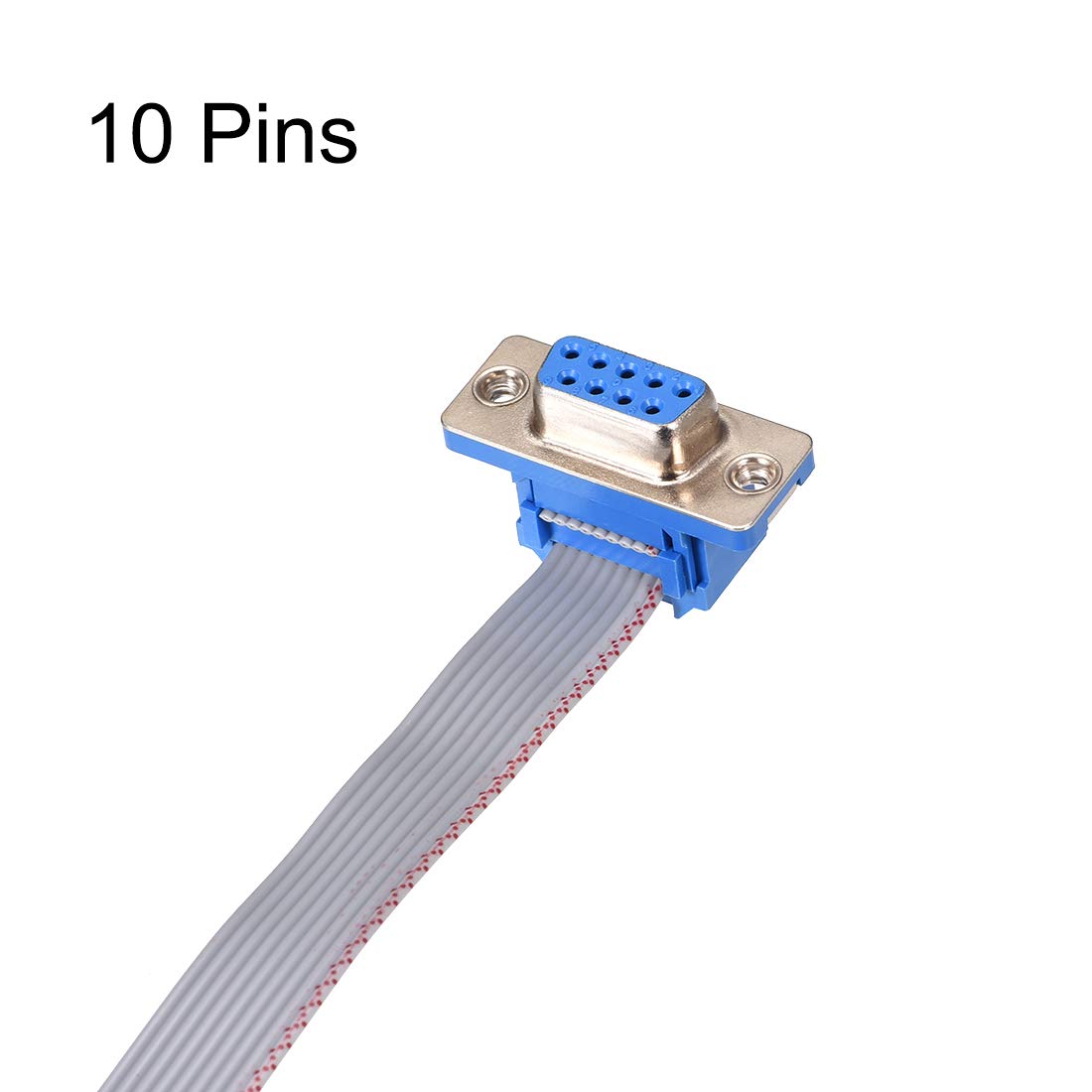 uxcell IDC Wire Flat Ribbon Cable DB9 Female to FC-10 Female Connector 2.54mm Pitch 20cm Length, 2pcs