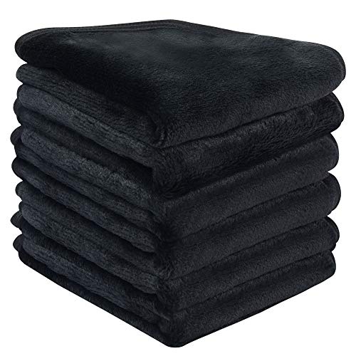 SINLAND Microfiber Makeup Remover Cloths Reusable Face Towel Soft Facial and Skin Care Wash Cloth 9.8Inchx9.8Inch 6 Pack Black