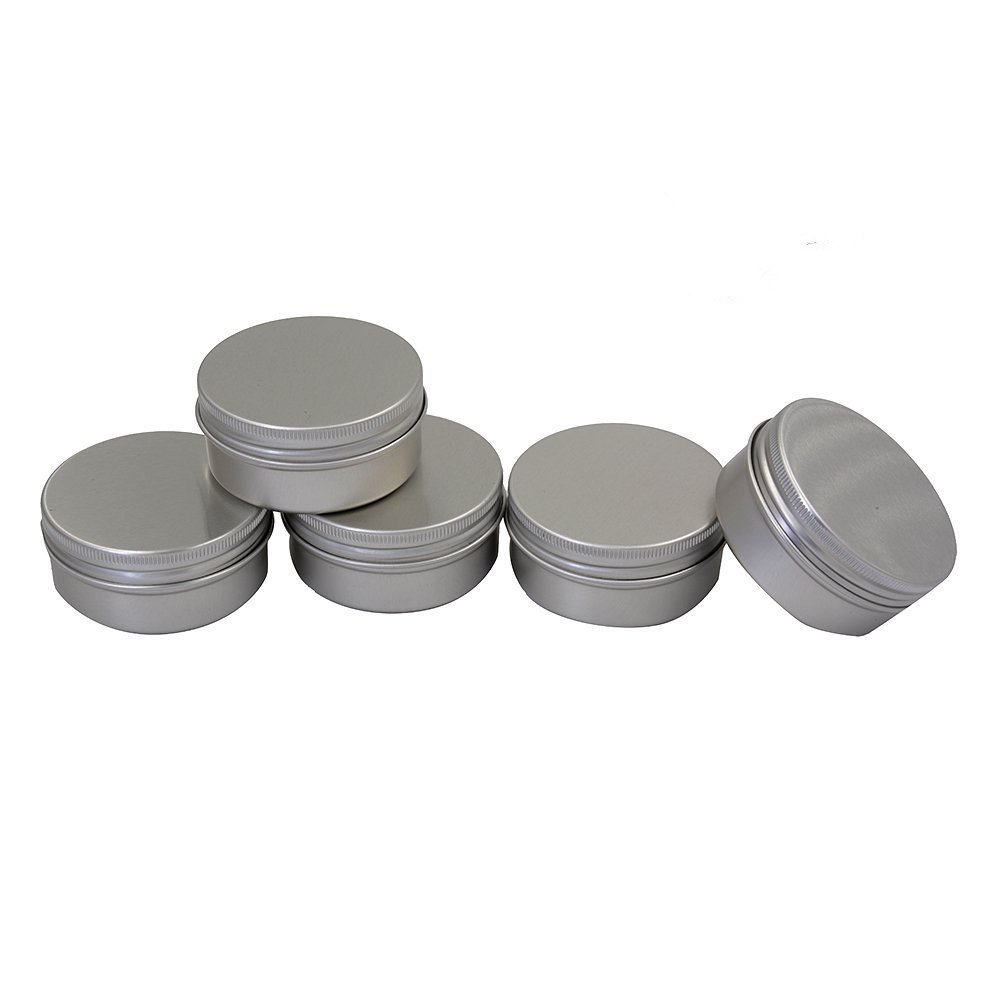 CTKcom 1-Ounce Metal Tins Screw Top Flat Aluminum Silver Slide Round Tin Containers For Lip Balm,Crafts,Cosmetic,Candles,Travel Storage Kit (Pack of 10)