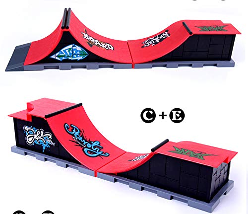 CS COSDDI Skateboard Ramp Set β Finger Skateboard Set with Fingerboards, Fingerboard Skate Park Ramp, DIY Assembly Mini Finger Skateboard Ultimate Park Set Ramps for Kids Birthday Gift(C)