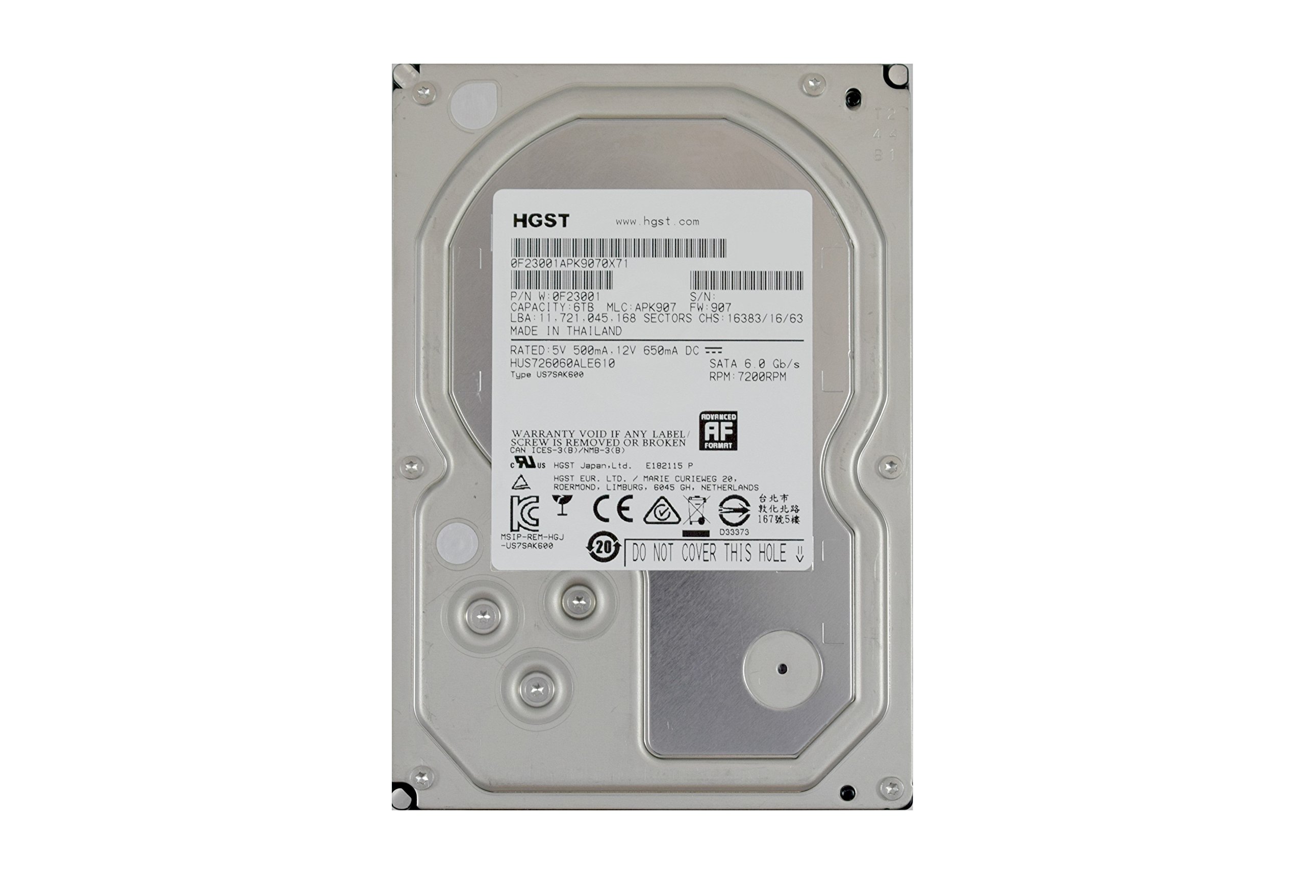 HGST Ultrastar 7K6000 HUS726060ALE610 0F23001 6TB 7200 RPM SATA 3.5" 512E ISE 128MB Cache Enterprise Hard Drive