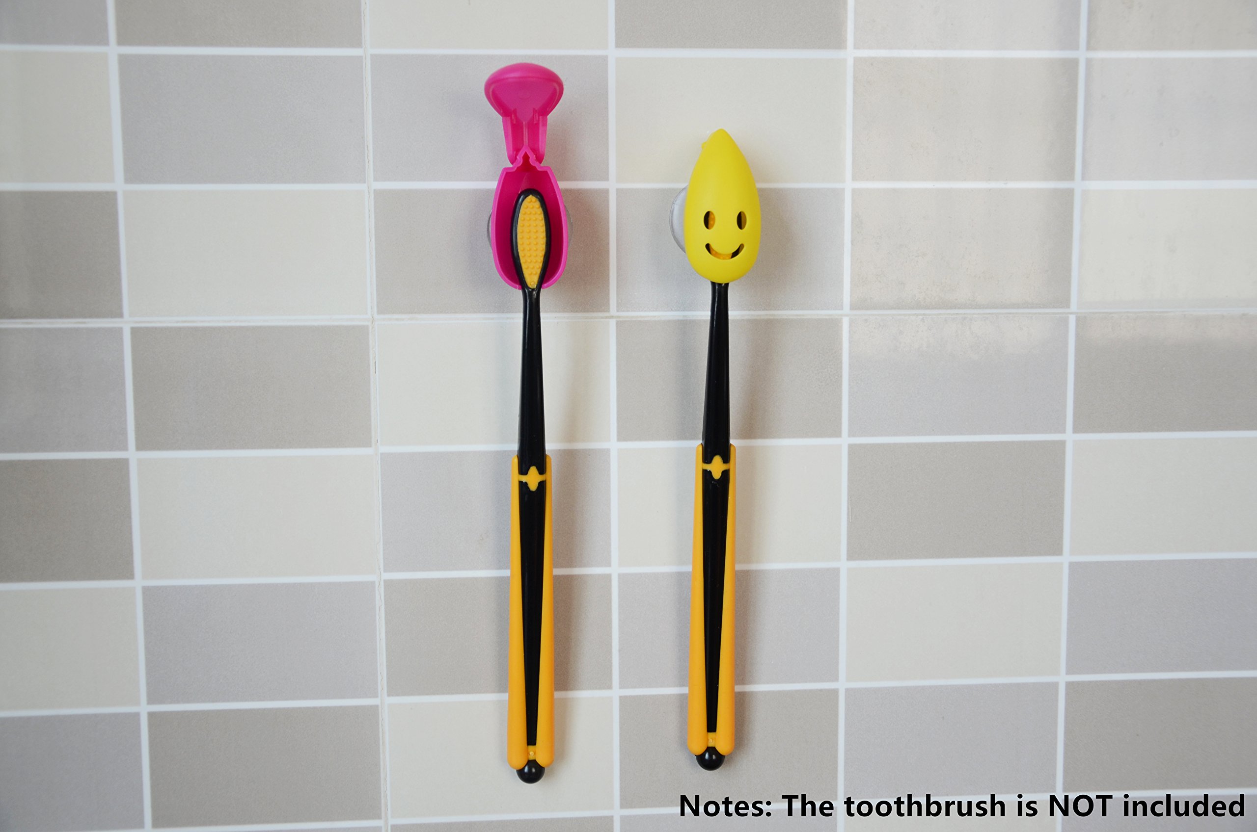 Excelity Set of 4 Travel Toothbrush Head Cover Cap with Suction Cup