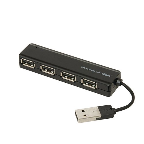 Digio2 43861 USB 2.0 4-Port Hub, Black
