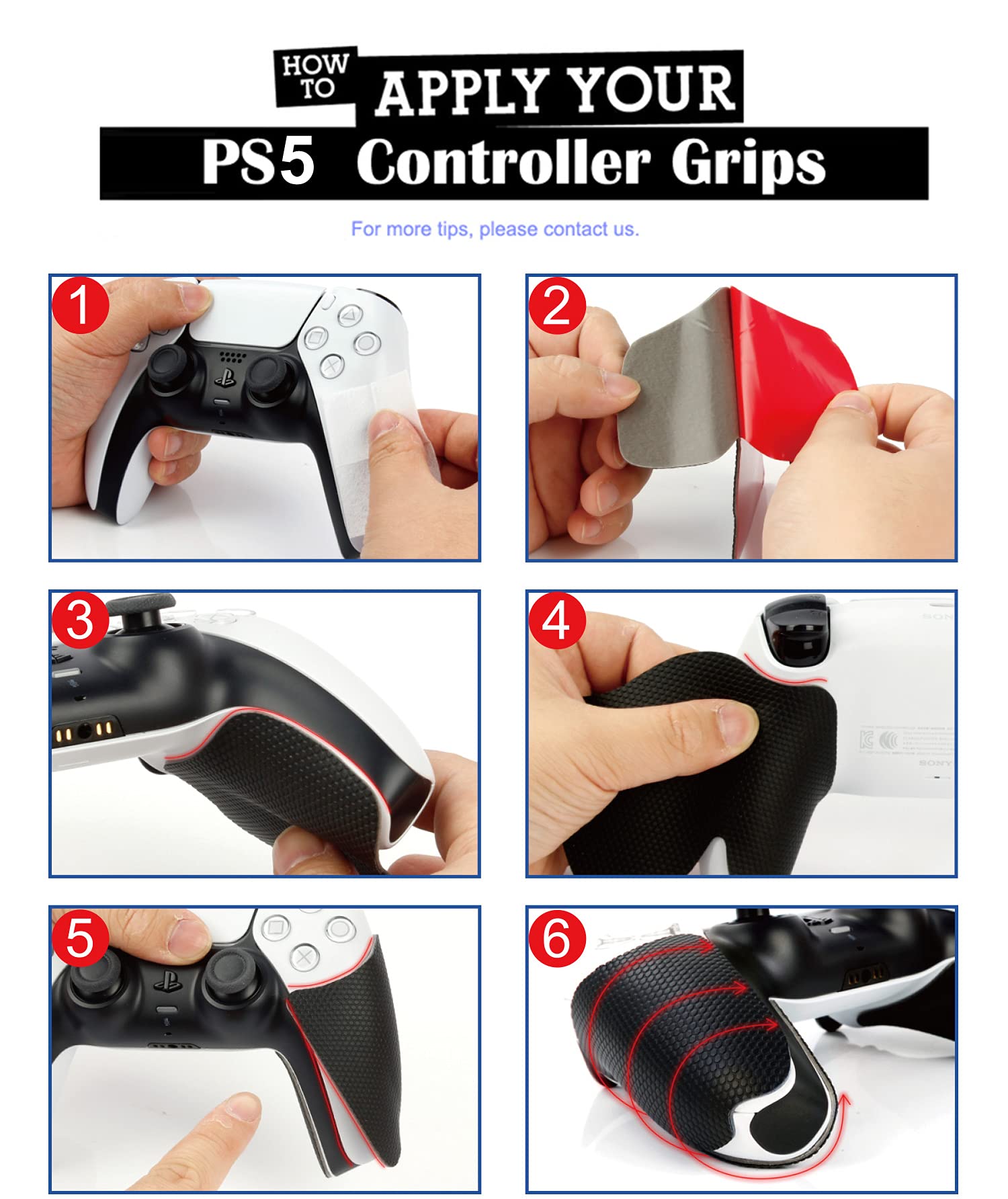 HIGOPLAY Controller Grips for PS5 Anti-Skid Sweat-Absorbent Controller Grips Soft Rubber Pads Handle Grips Sticker for Playstation 5 Controller