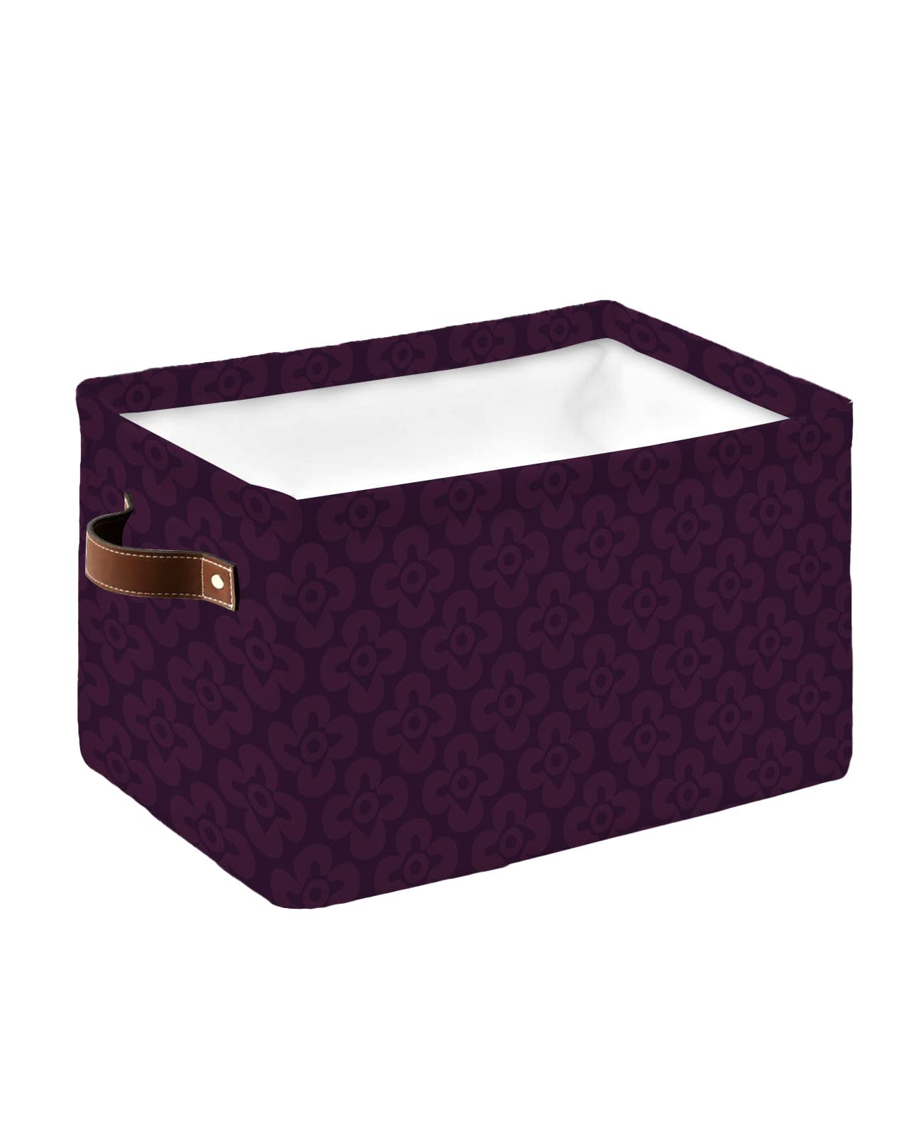 Storage Basket Floral Pattern Large Foldable Storage Bins with Handles Vintage Purple Waterproof Fabric Laundry Baskets for Organizing Shelves Closet Toy Gifts Bedroom Home Decor