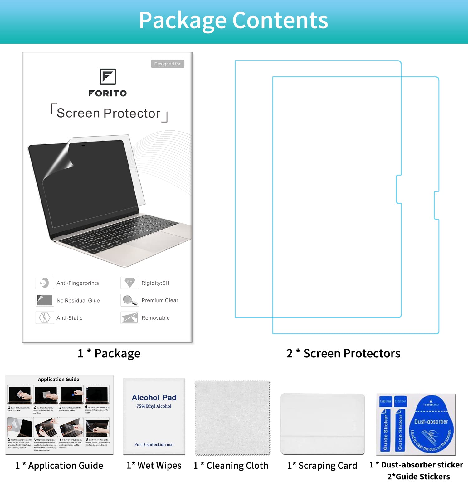 F FORITO 2 Pack 14 inch Anti Glare Laptop Screen Protector, Anti Scratch & Anti Fingerprint Screen Filter Compatible with 14" HP/DELL/ASUS/Acer/Samsung/Lenovo/Toshiba with 16:9 Aspect Ratio Laptop