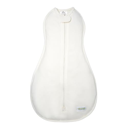Woombie Original Baby Swaddling Blanket - Soothing, Cotton Baby Swaddle - Wearable Baby Blanket, Vanilla Cream, 14-19 lbs