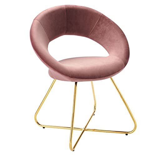 Modway Nouvelle Moday Performance Velvet Dining Chairs in Gold Dusty Rose-Set of 2