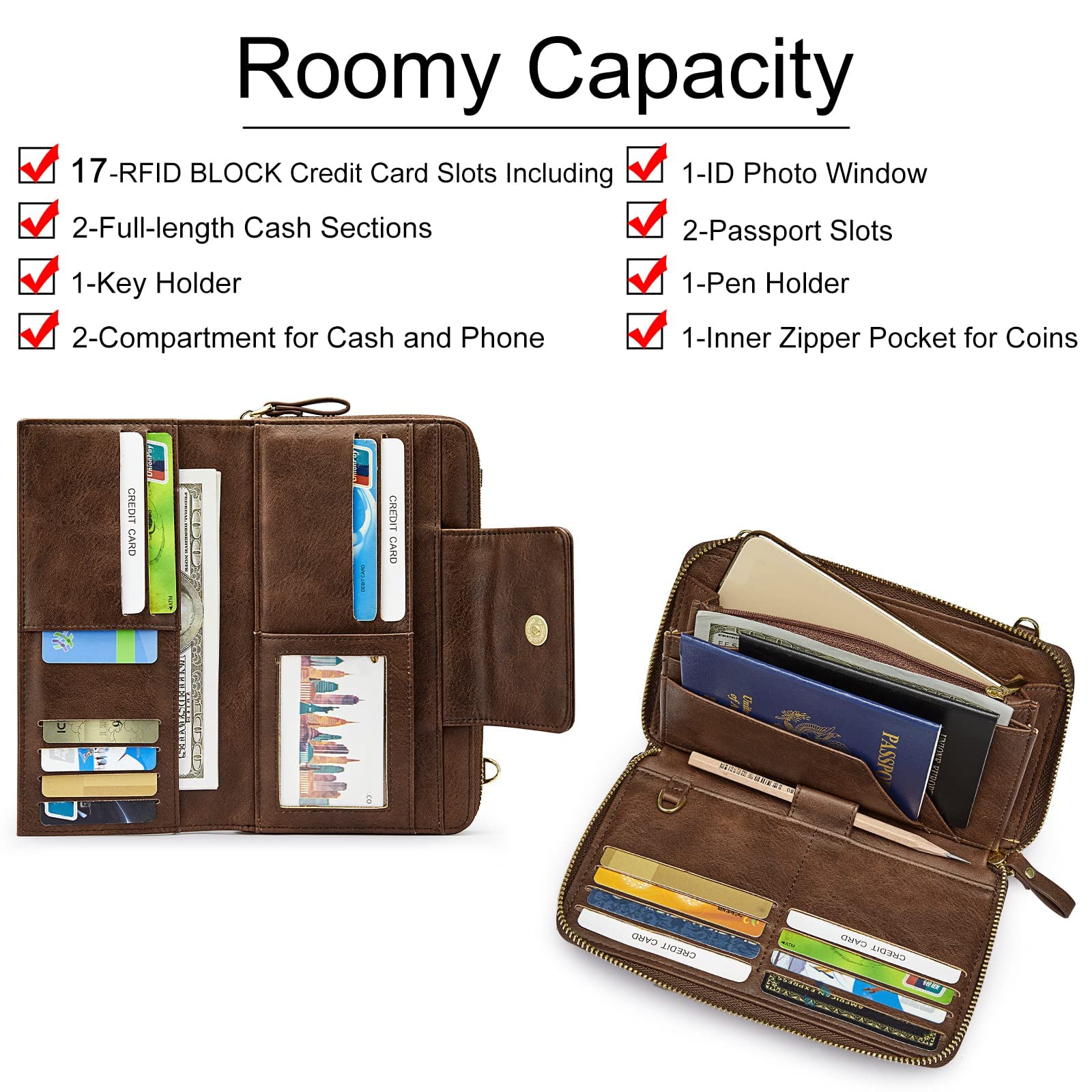 S-ZONE Women Vintage Genuine Leather Tote Bag Bundle with Travel Wallets RFID Blocking Leather Clutch Crossbody Purse Passport Card Holder