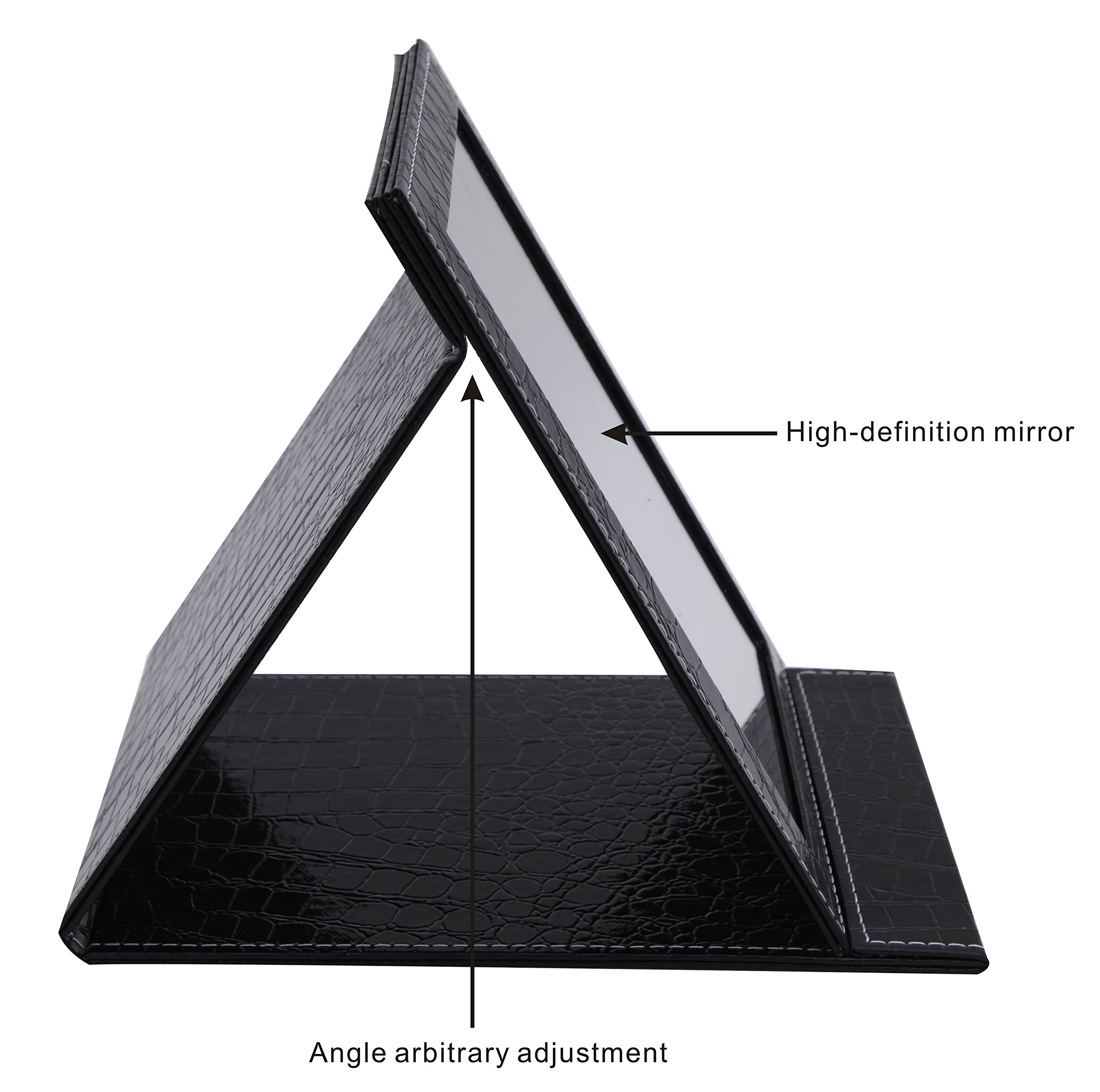 Famiry Portable Folding Vanity Mirror for Bedroom Cosmetic Dresser, Makeup Mirror with Leather Cushioned Cover for Travel