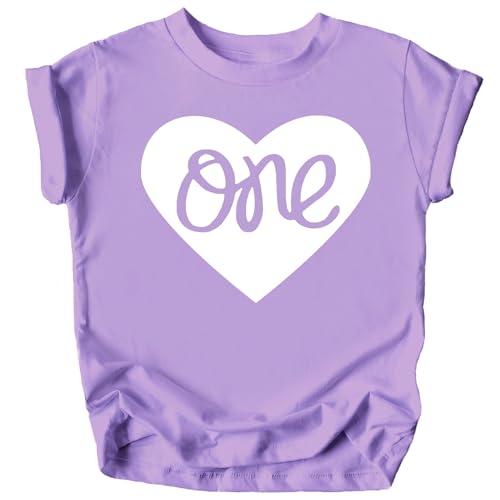 One in Heart 1st Birthday Shirt for Baby Girls First Birthday Outfit Purple Shirt
