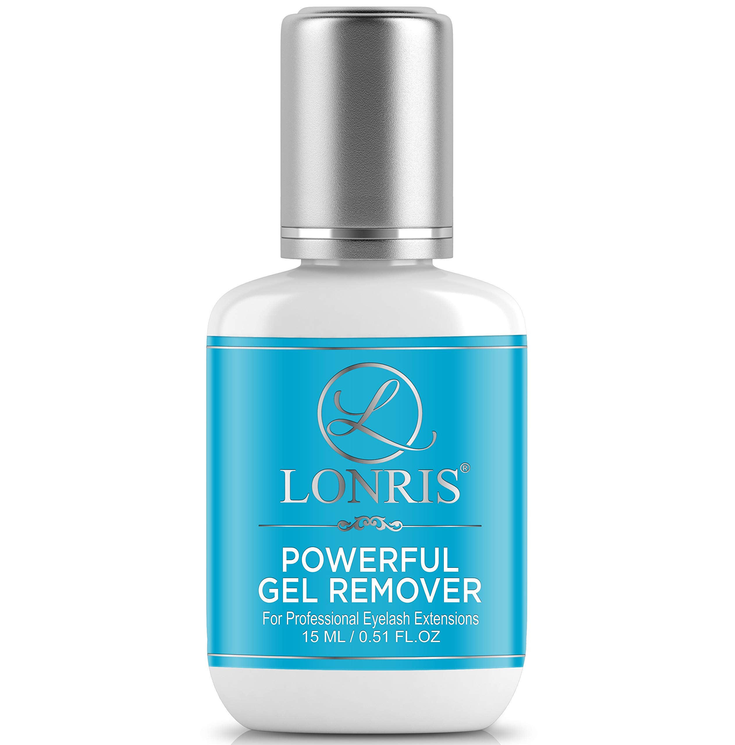 Fast GEL REMOVER for Eyelash Extension Glue LONRIS 15 ml No-Burn / 1-2 minutes - Lash Adhesive Dissolution time/Thick consistency/Blue Color Lash Supplies/no Odor Eyelash Supply