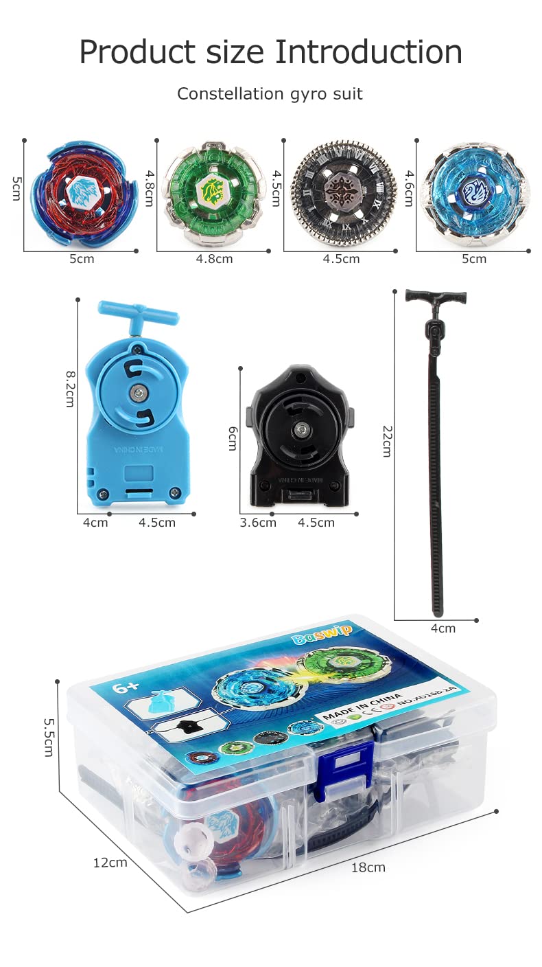 Hirynedwo Battling Tops Metal Fusion Starter Set with 4D Launcher Grip Burst Battle Set Packed in Storage Case