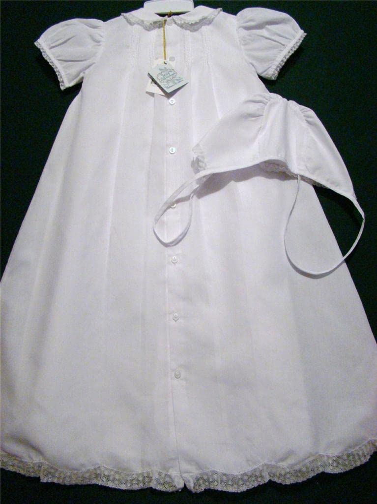 Feltman Brothers Girls Christening Gown White Batiste Lace with Bonnet 9/12m