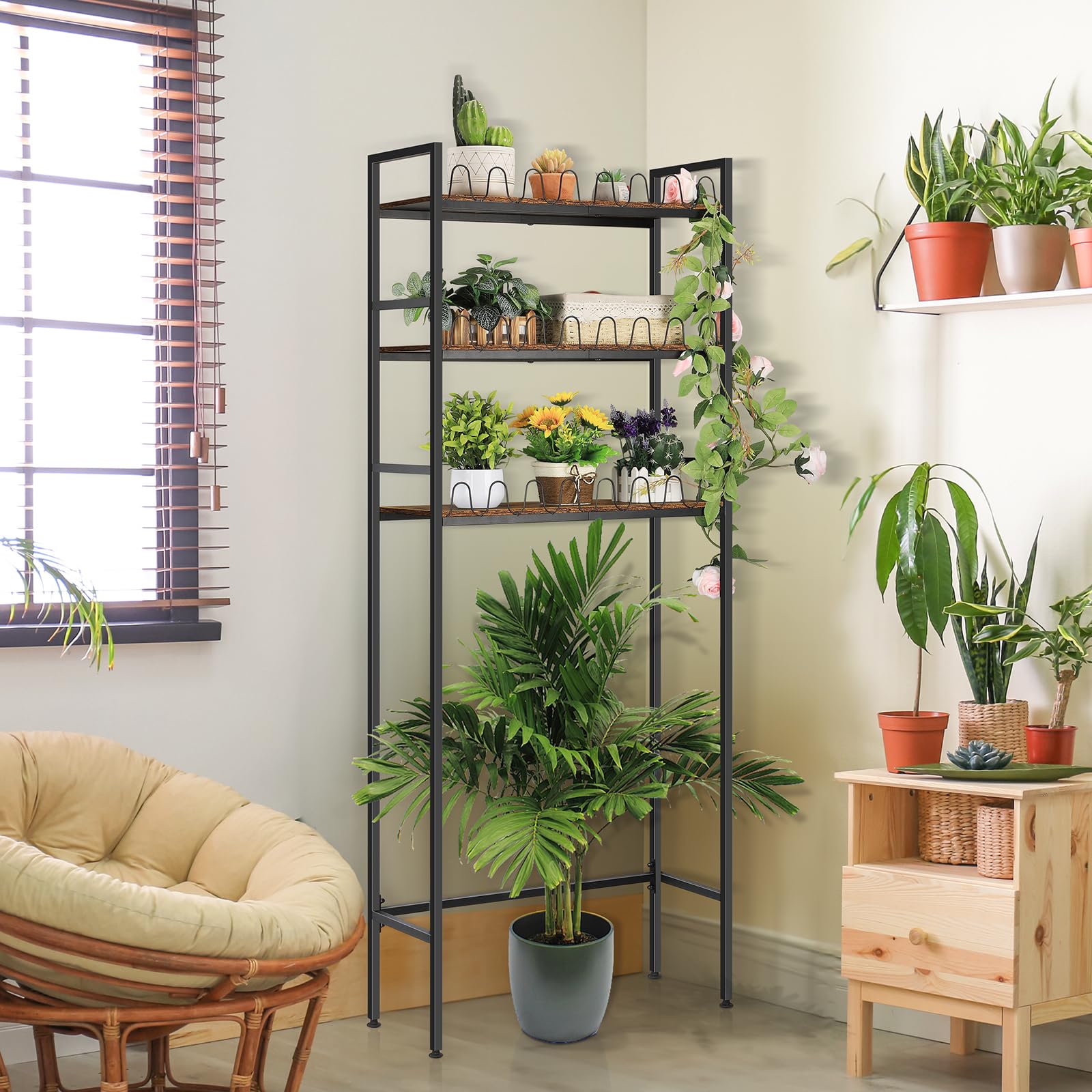 melos 3-Tier Over The Toilet Storage, Bathroom Freestanding Shelves, Space-Saving Bathroom Organizer, Black