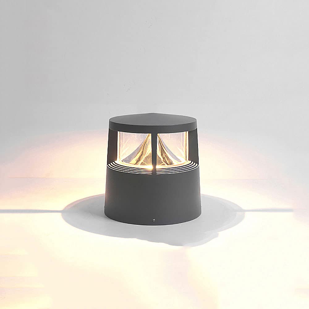 KAIKEA Black Cylindrical Post Light Fixture for Exterior House Porch LED Patio Outside Deck Garage Yard Driveway Home Lawn Walkway Pillar Light Garden Landscape Pedestal Lamp Fixture
