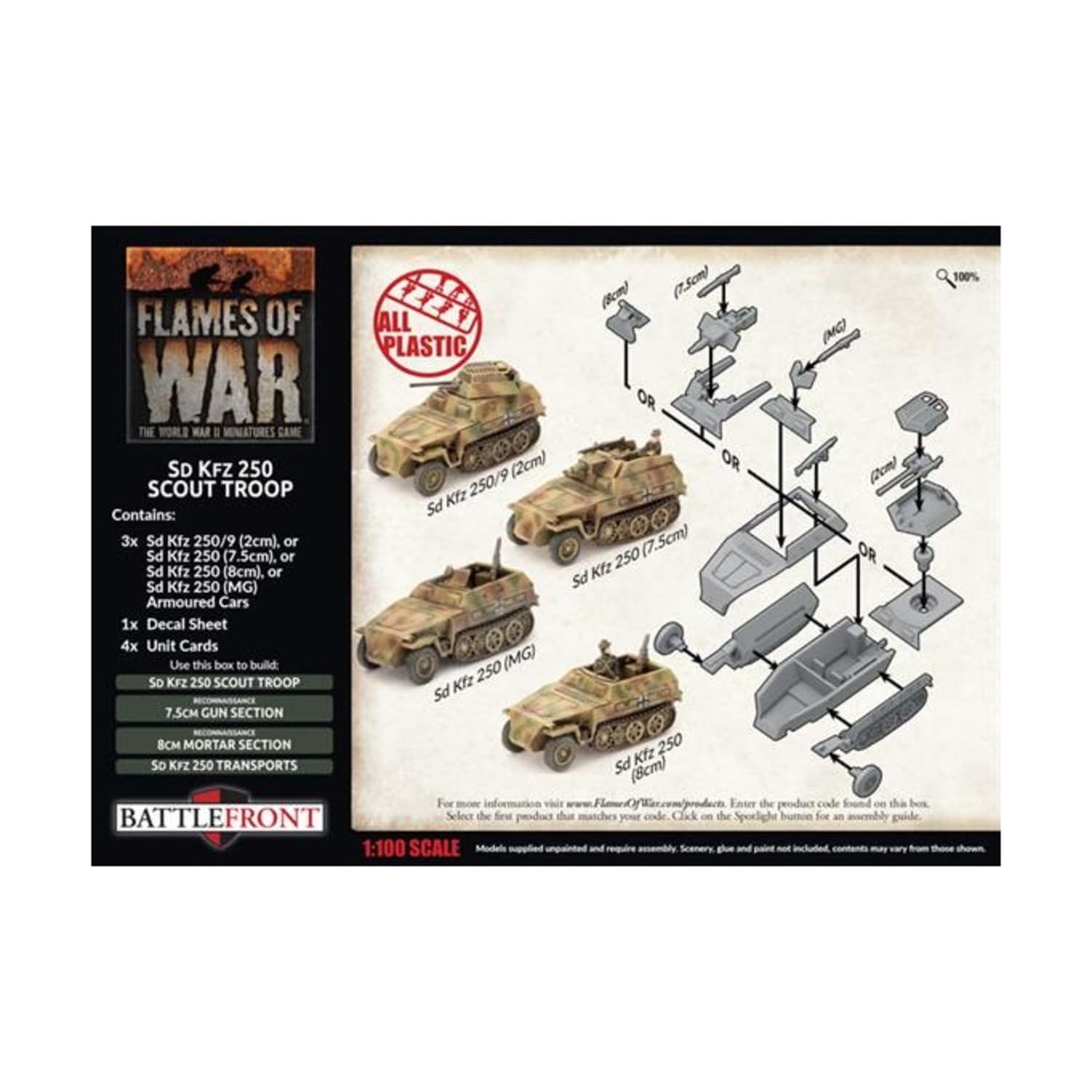 Flames of War: Late War: German: Sd Kfz 250 8cm/7.5cm/2cm Scout Platoon (GBX176)
