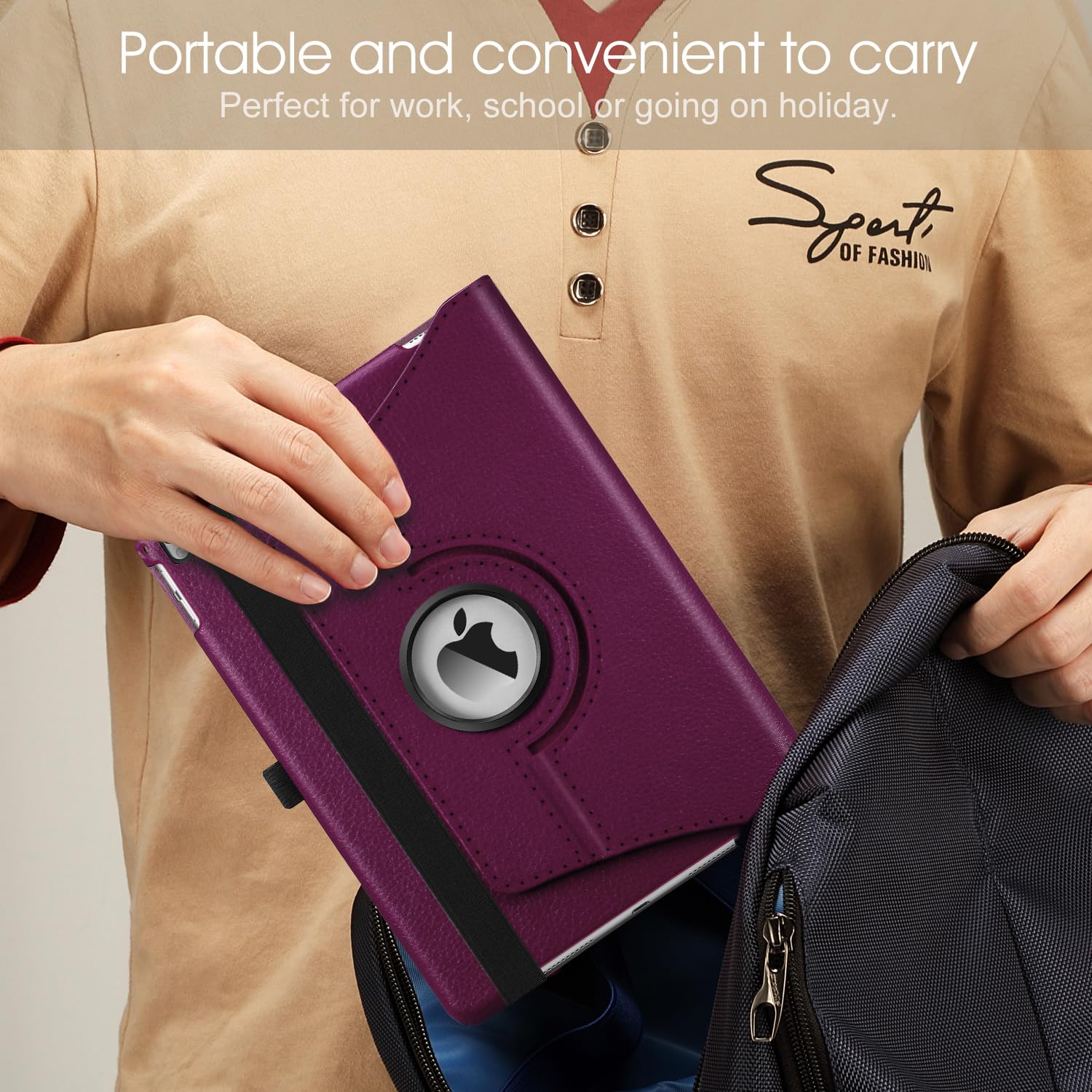 Fintie Case for iPad Pro 9.7-360 Degree Rotating Stand Protective Cover with Smart Stand Cover Auto Sleep/Wake Feature for iPad Pro 9.7 Inch (2016 Version), Purple
