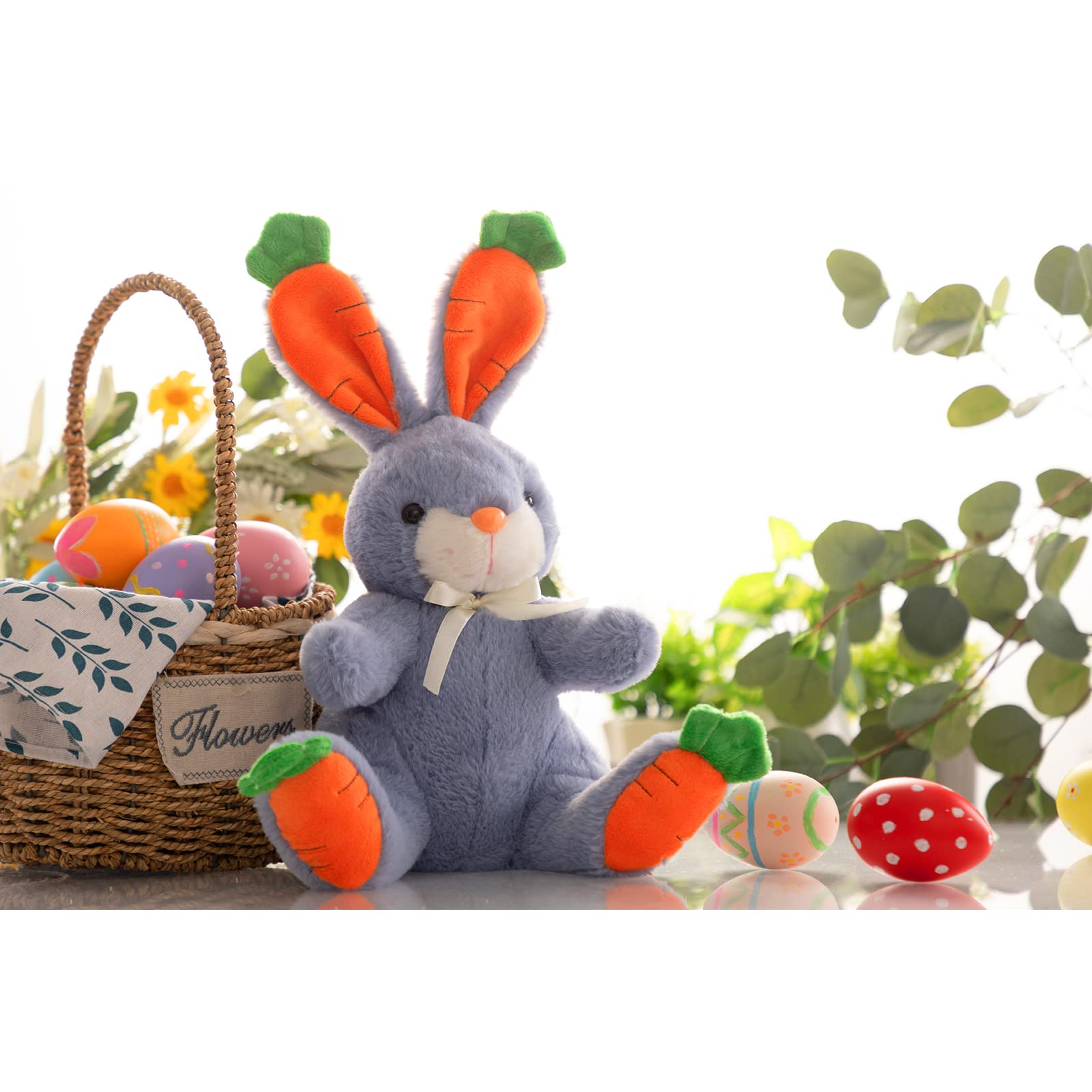 HollyHOME Plush Bunny Stuffed Animal Cute Carrot Rabbit Plush Birthday Easter Gift for Kids 15 inch
