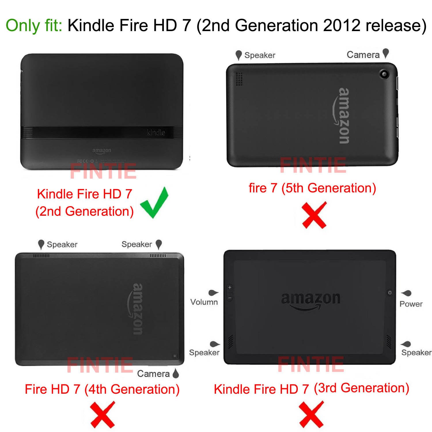 Fintie Folio Case for Kindle Fire HD 7" (2012 Old Model) - Slim Fit Leather Cover with Auto Sleep/Wake Feature (Will only fit Amazon Kindle Fire HD 7, Previous Generation - 2nd), Black