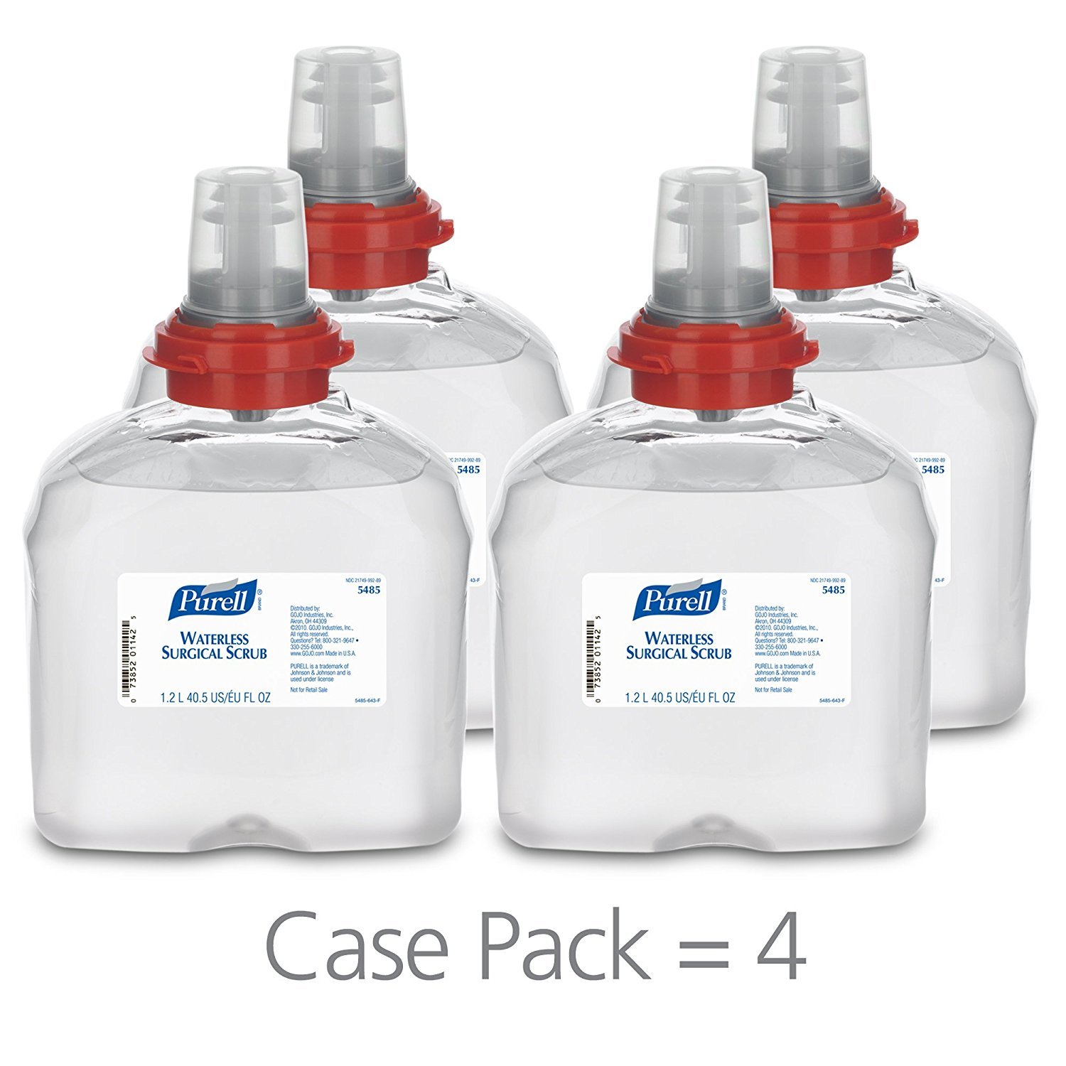 PURELL TFX Waterless Surgical Scrub, 1200 mL Scrub Refill for PURELL TFX Touch-Free Dispenser (Case of 4) - 5485-04
