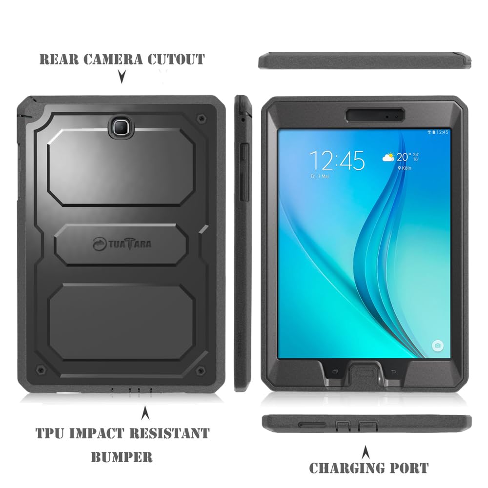 Fintie Shockproof Case for Samsung Galaxy Tab A 8.0 (Previous Model 2015), Tuatara Rugged Unibody Hybrid Full Protective Cover for Tab A 8.0 SM-T350/P350 2015(NOT Fit 2017/2018 Version), Black