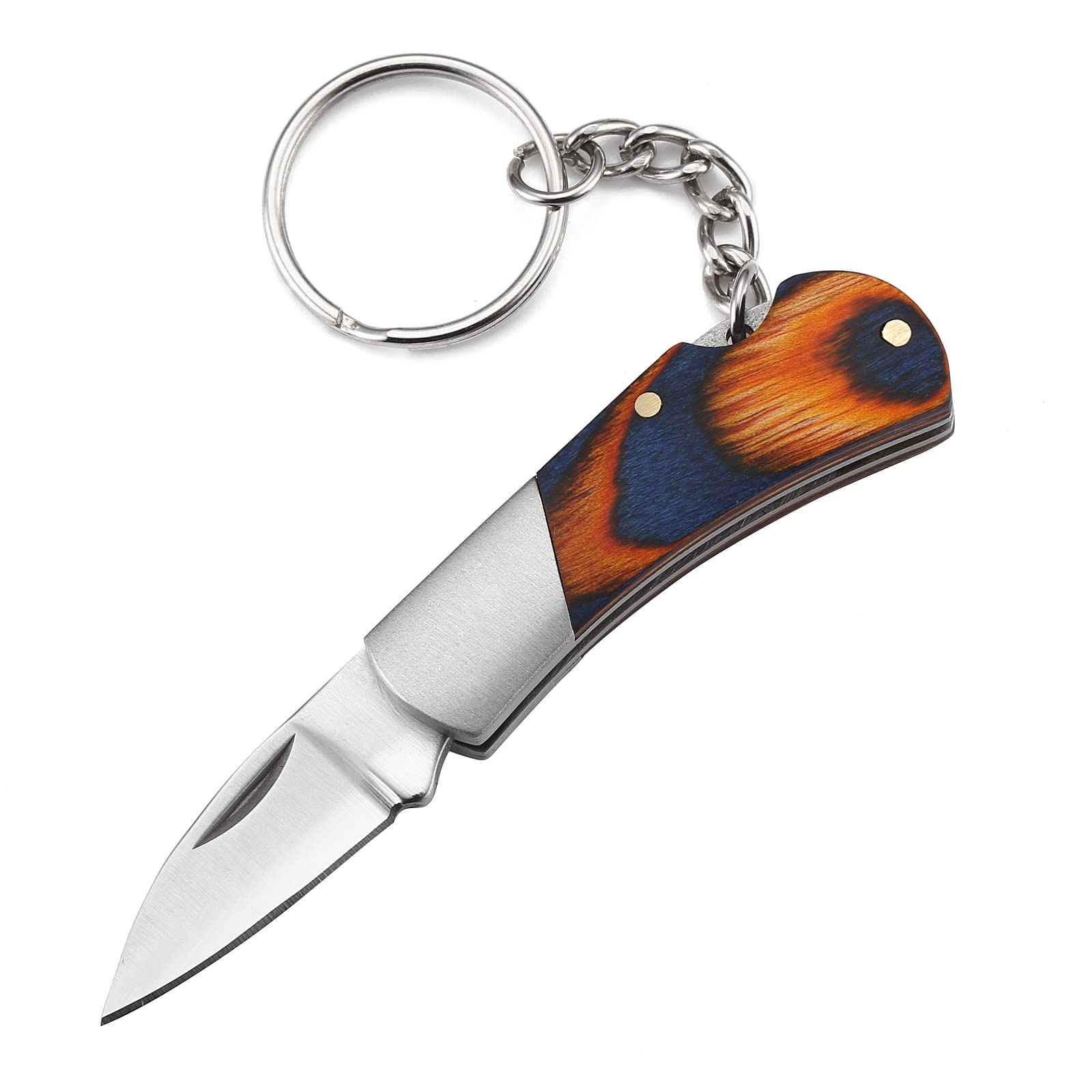 GENIYA Folding Pocket Knife, Small Keychain Knife, Compact EDC Knife with Color-wood Handle(Blade Length 1.2 Inches)