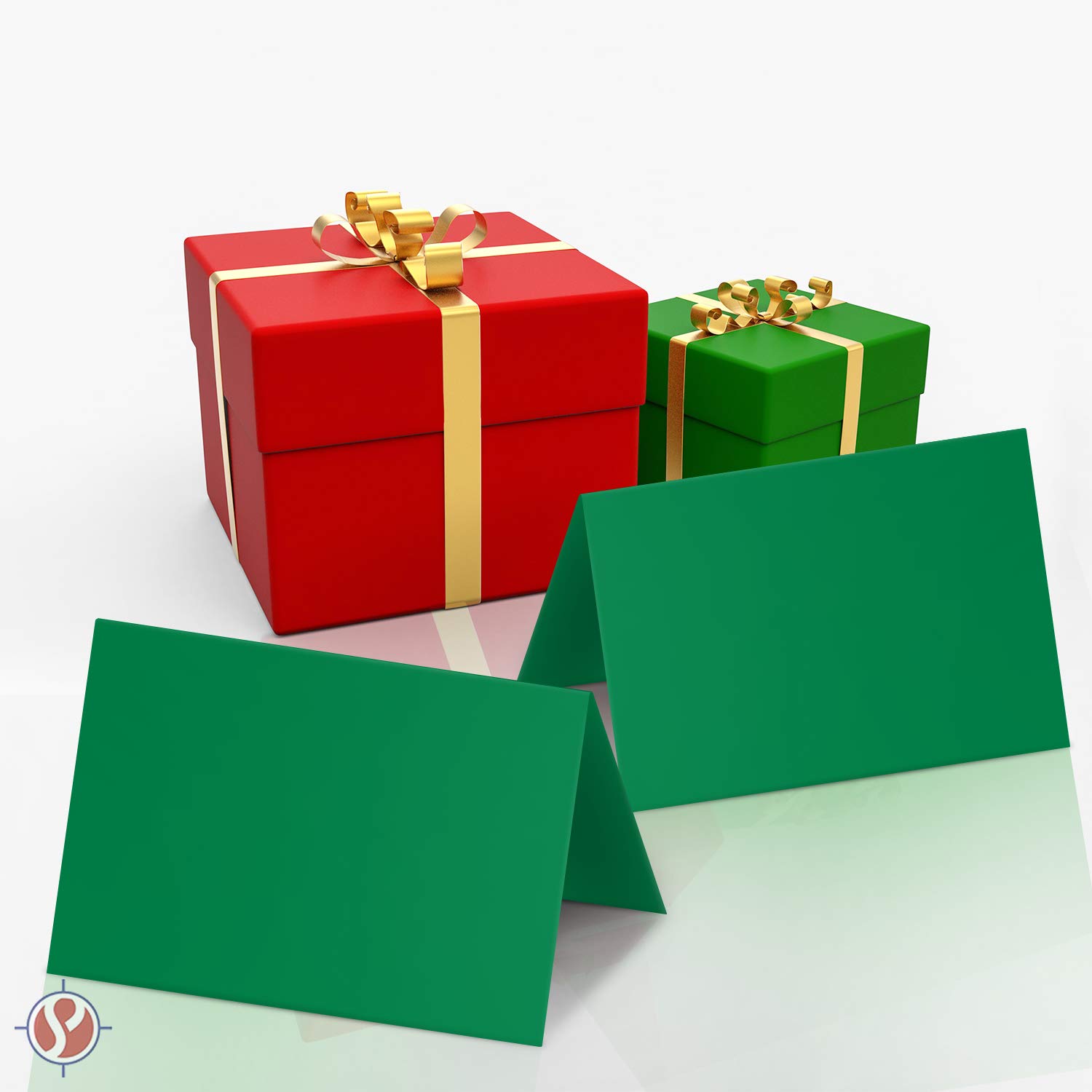 Holiday Christmas Green Blank 5x7 Greeting Cards with Green A7 Envelopes (25 per Pack)