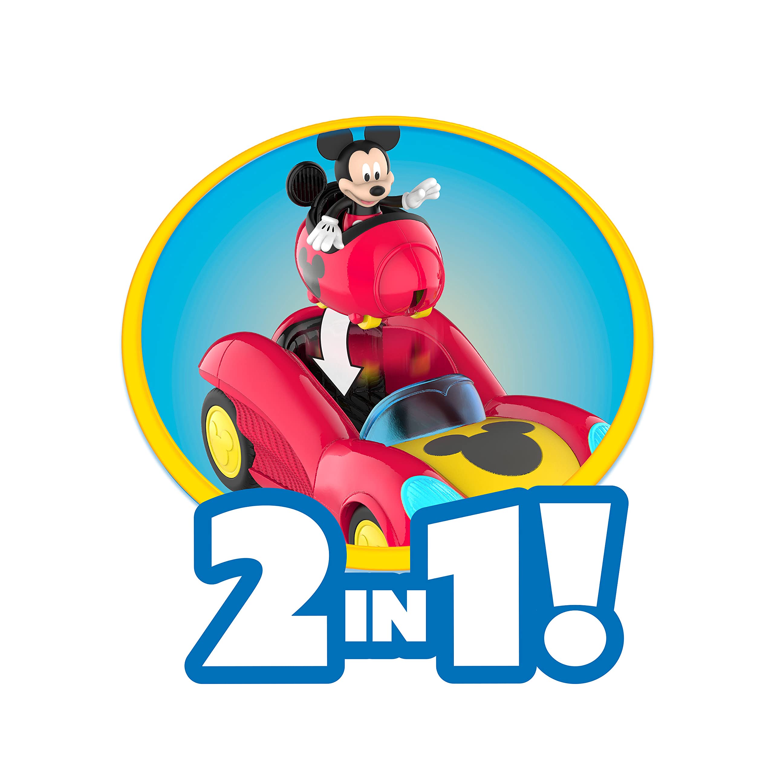 Disney Junior Mickey Mouse Funhouse Transforming Vehicle, Mickey Mouse, Red Toy Car, Preschool, Officially Licensed Kids Toys for Ages 3 Up by Just Play
